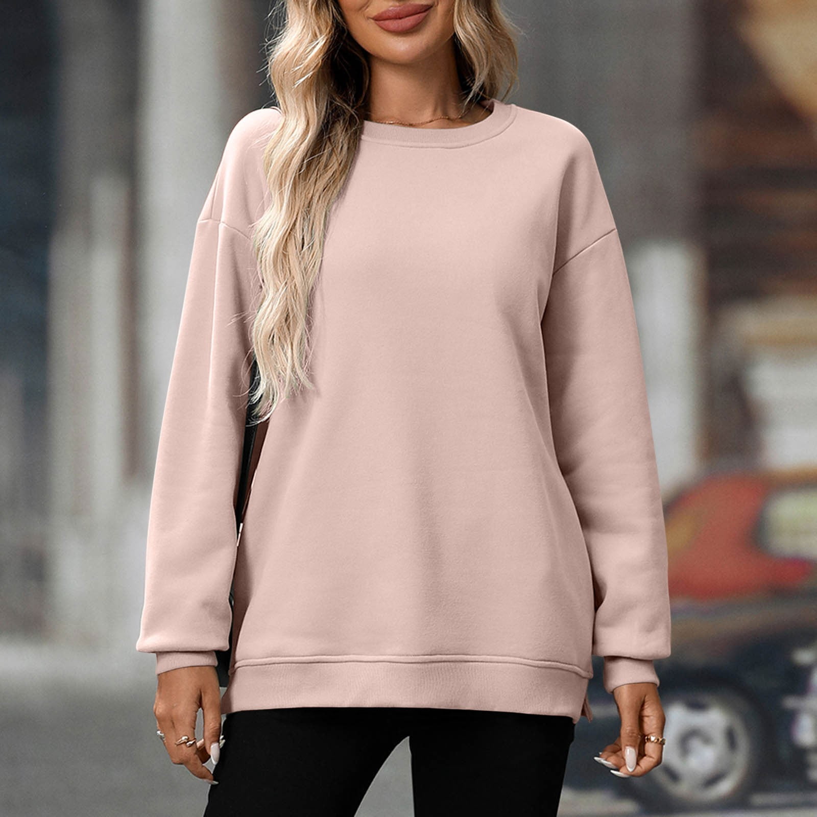 Royisotas Tunic Sweatshirts for Women 2025 Oversized Solid Long Sleeve ...