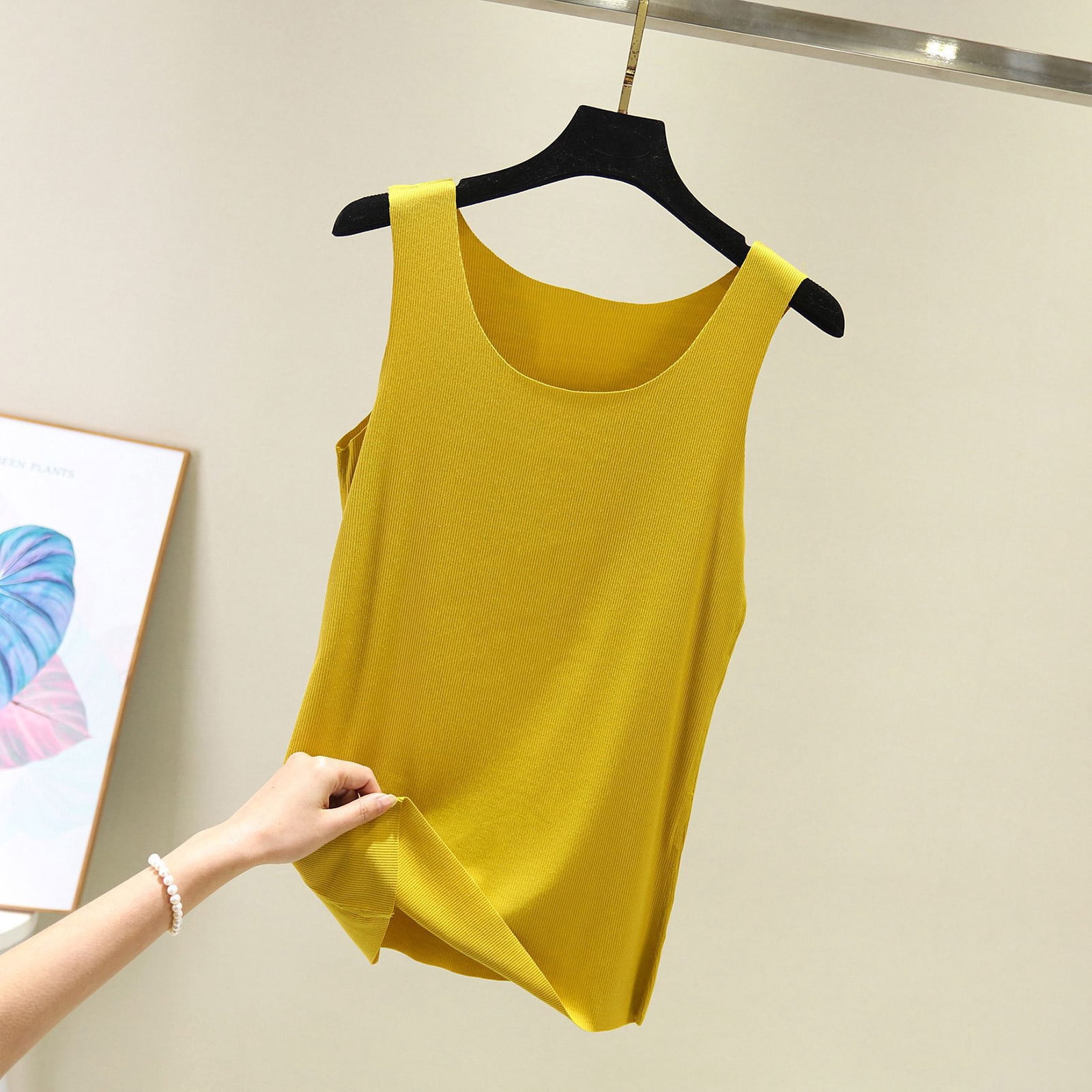 Royisotas Yellow Tank Tops Women Casual Sleeveless Summer Womens ...