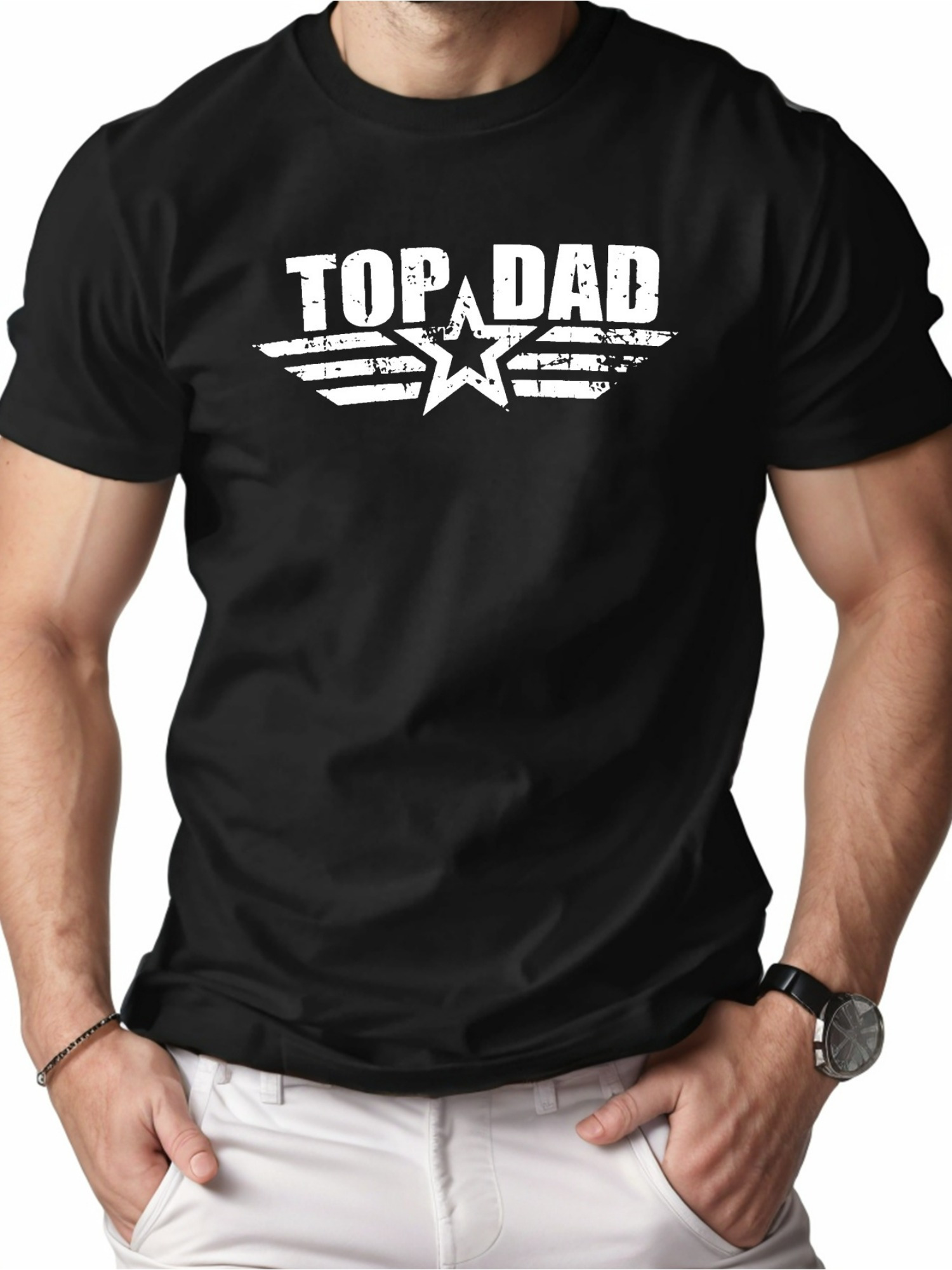 Royjerl Top Dad Unisex & Men's 180g Cotton T-Shirt | Classic Beefy-T ...