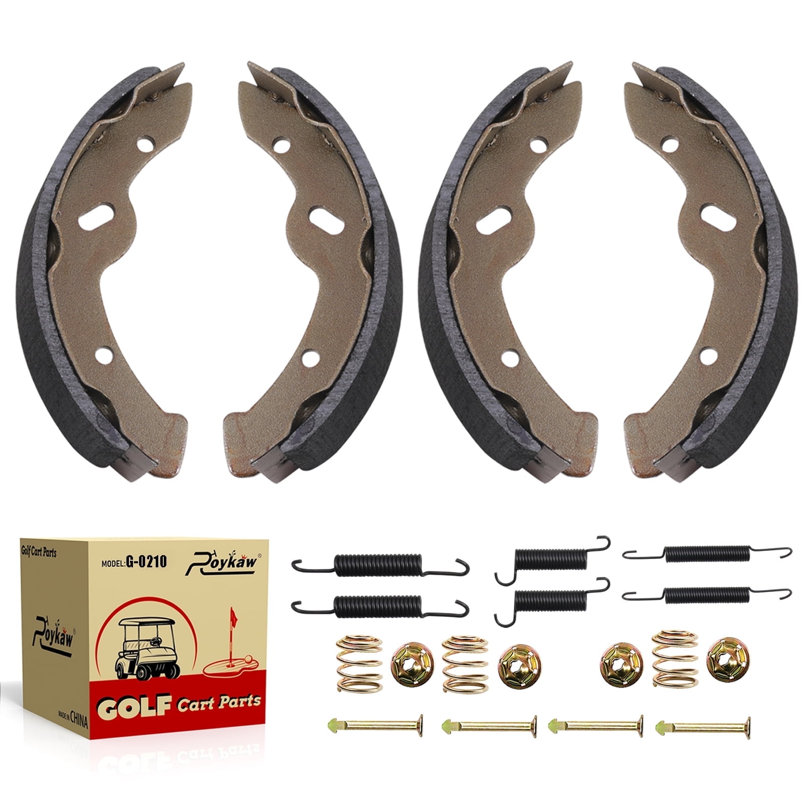 Roykaw Golf Cart Brake Shoes Pads & Spring Kit Compatible with EZGO TXT ...