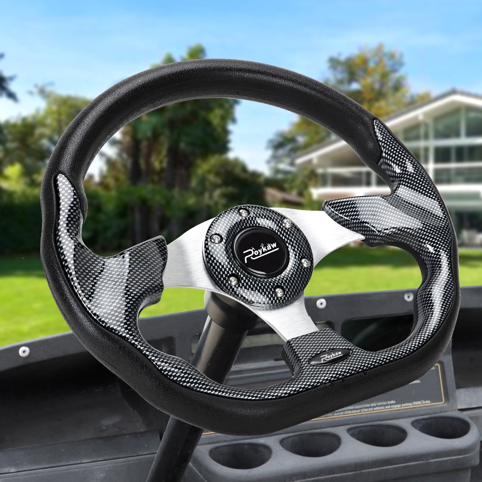 Roykaw Golf Cart Steering Wheel Universal for EZGO Club Car Yamaha ...