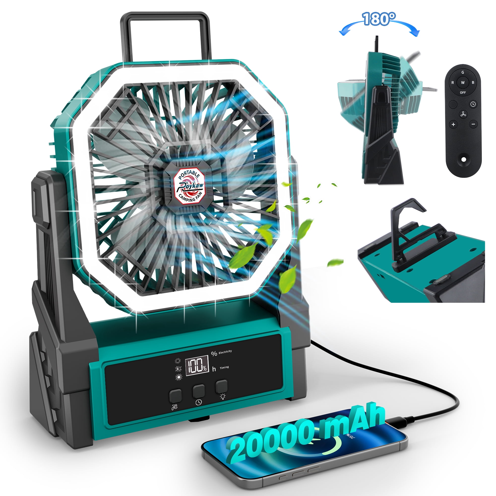 Roykaw Portable Fan Rechargeable 20000 mAH Battery Powered, Cordless ...