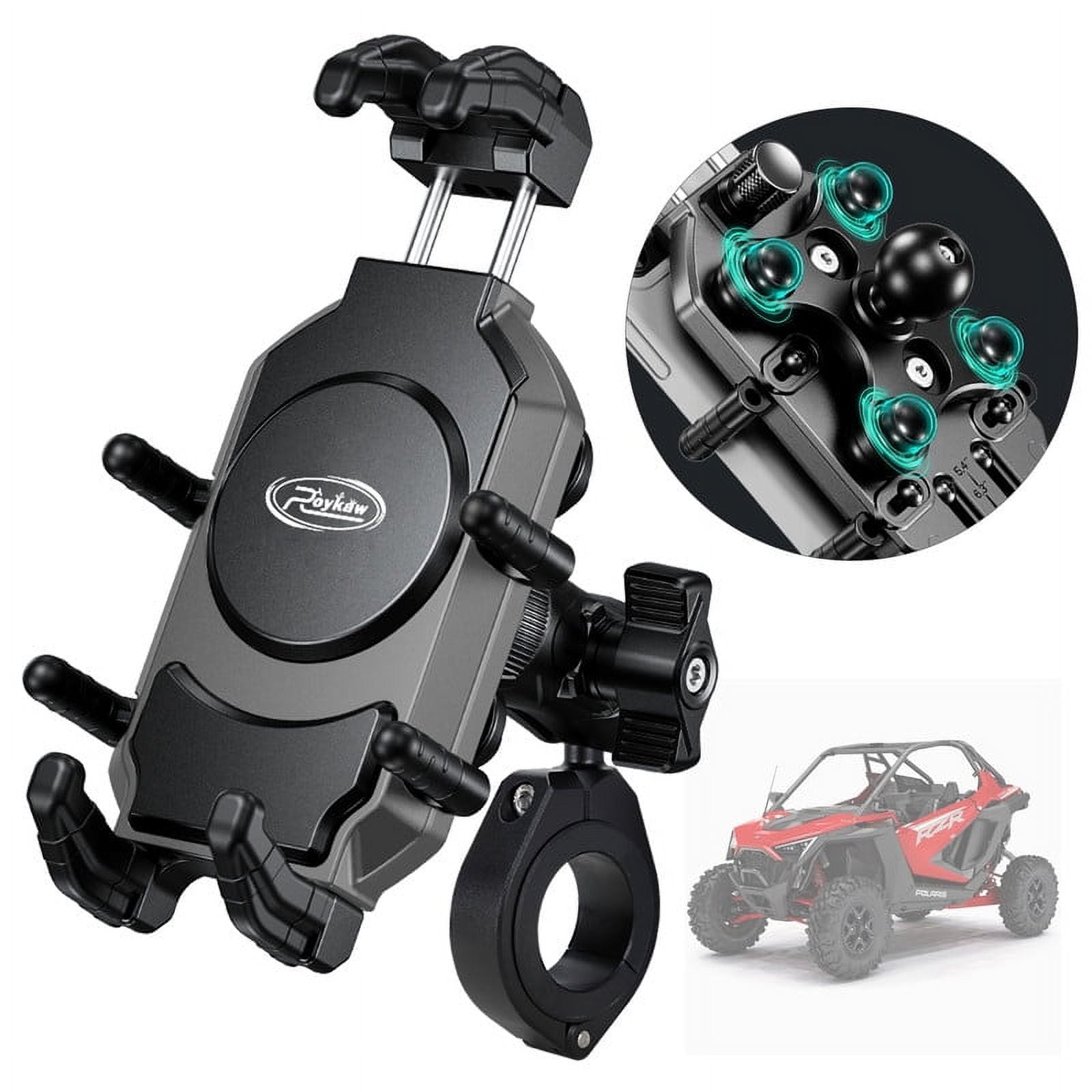 Roykaw UTV ATV Phone Holder Motorcycle Phone Mount for 1.5-2'' Round ...