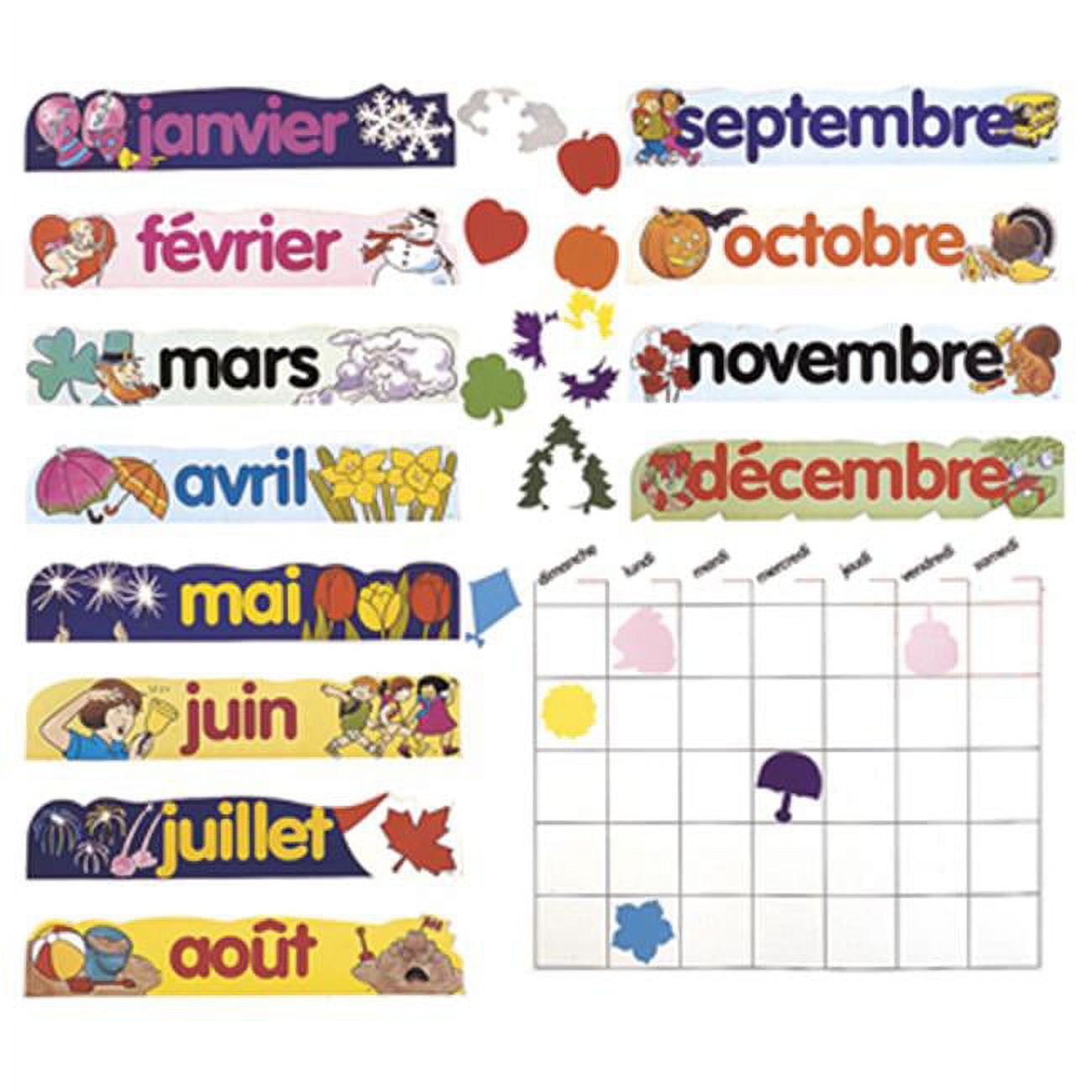 Roylco R4921 Roylco French Calendar Set 12 Grids- 100 Stickers ...