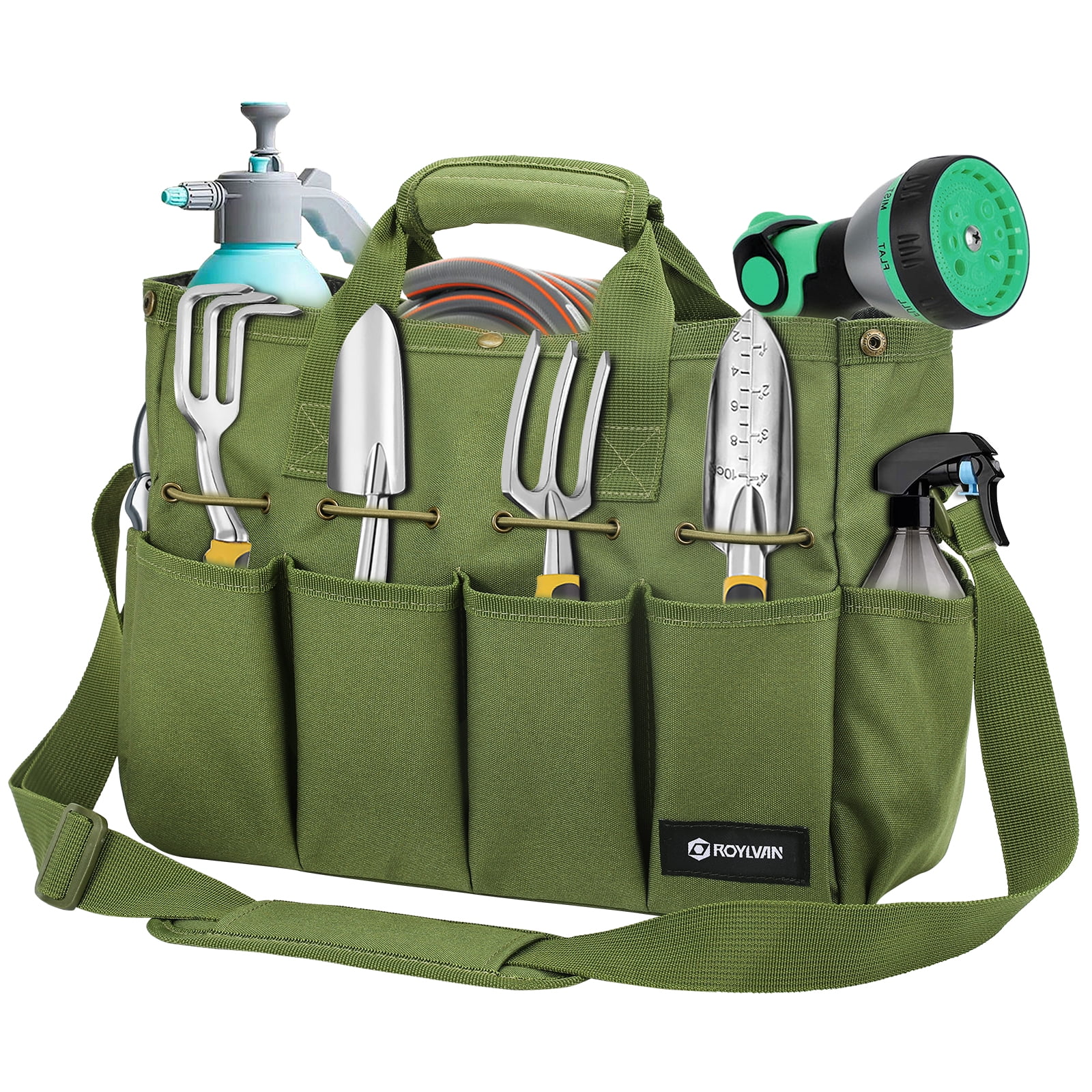 Roylvan 14" Garden Tool Bag, 900D Gardening Tote Bag with 10 Pockets ...