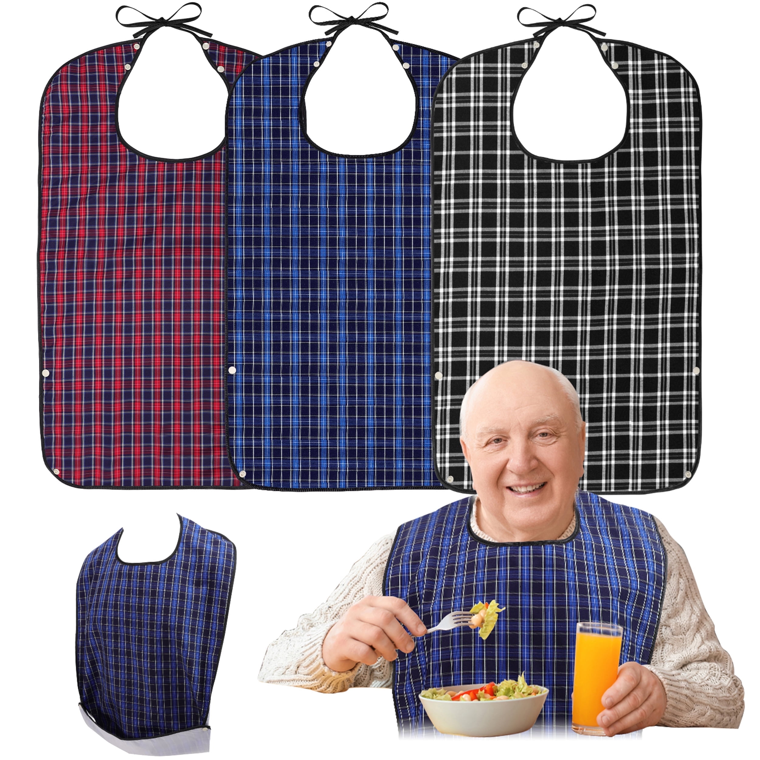 MoKo 3 Pack Adult Bibs 31x18 Inch Washable Waterproof Clothing ...