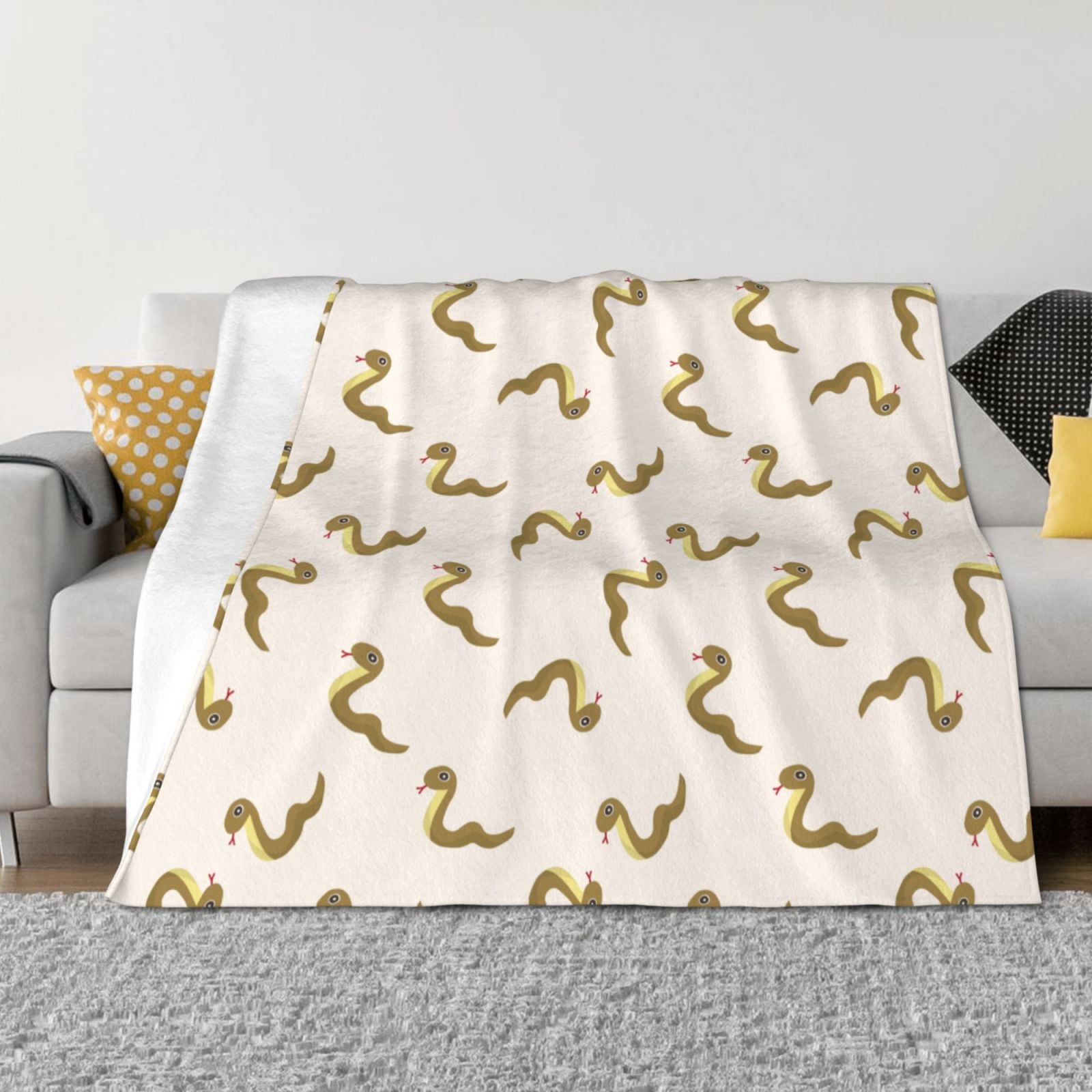 Rozeui Cartoon Snake for Flannel Blanket, Soft Fuzzy Plush King Blanket ...