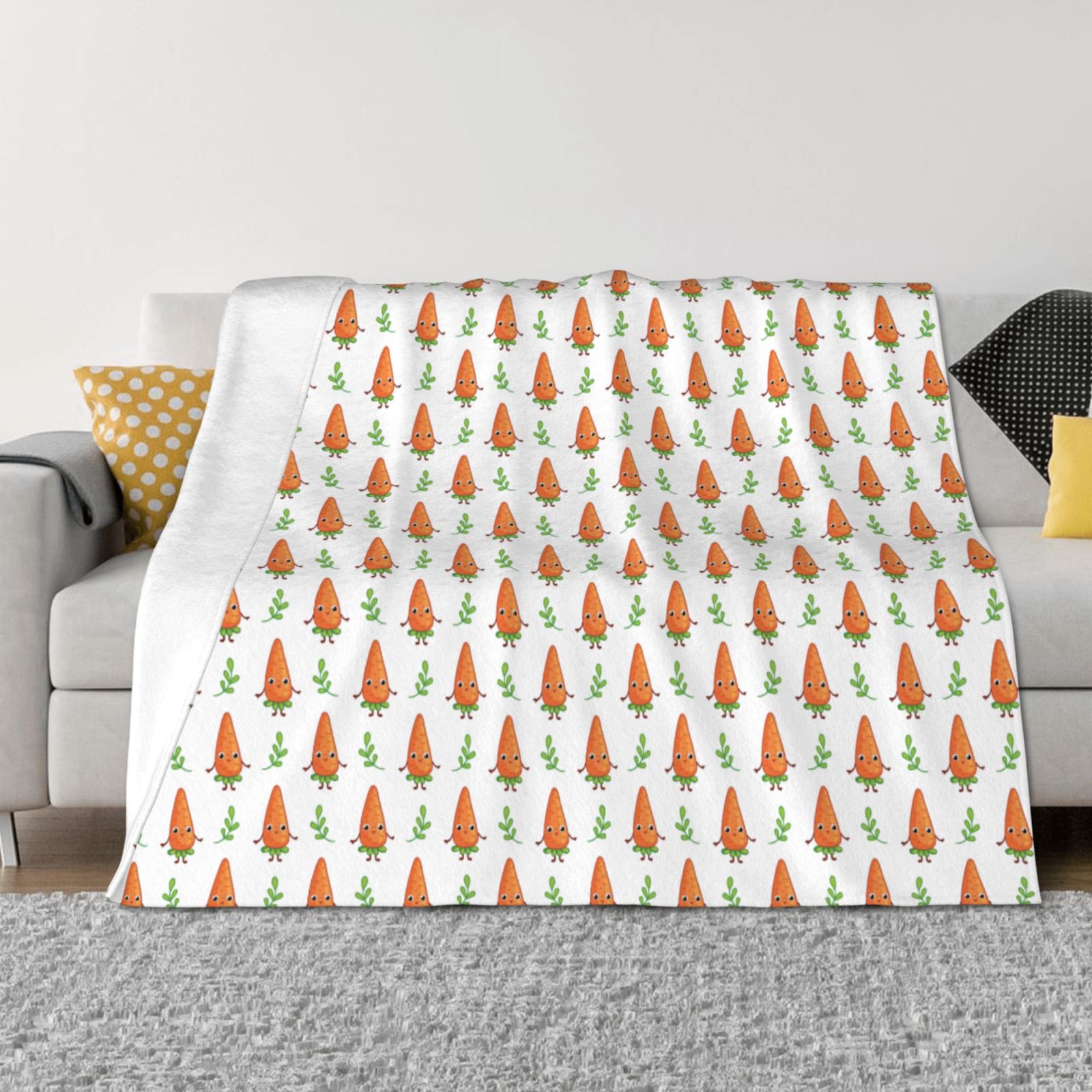 Rozeui Cute Carrot Print for Flannel Blanket, Soft Fuzzy Plush King ...