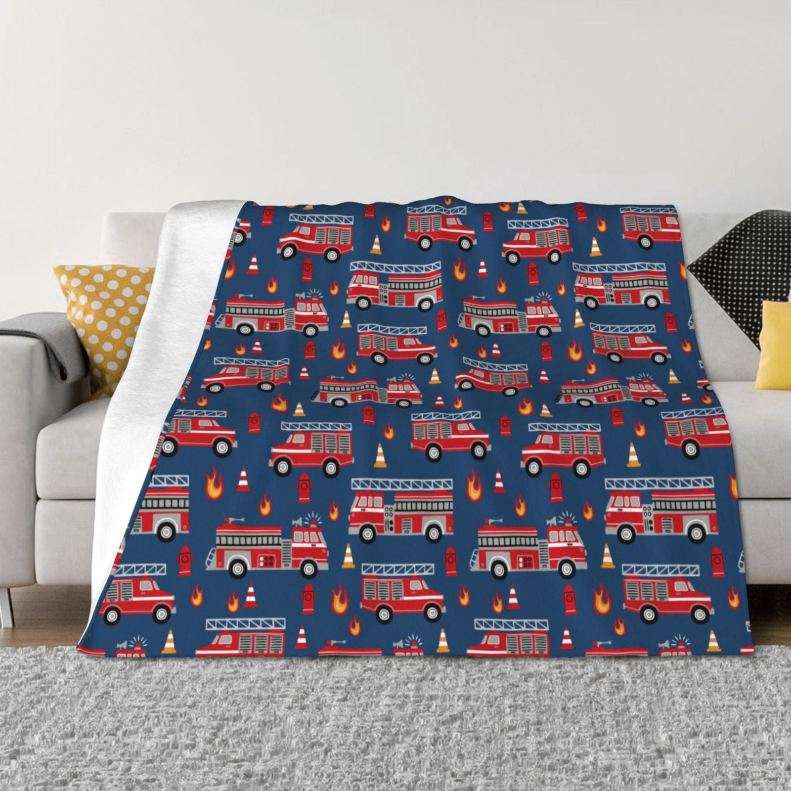 Rozeui Fire Truck 1 for Flannel Blanket, Soft Fuzzy Plush King Blanket ...