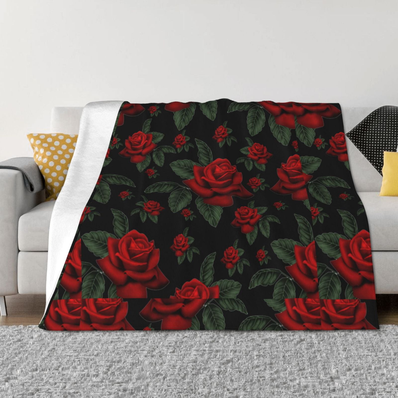 Rozeui Roses for Flannel Blanket, Soft Fuzzy Plush King Blanket for ...