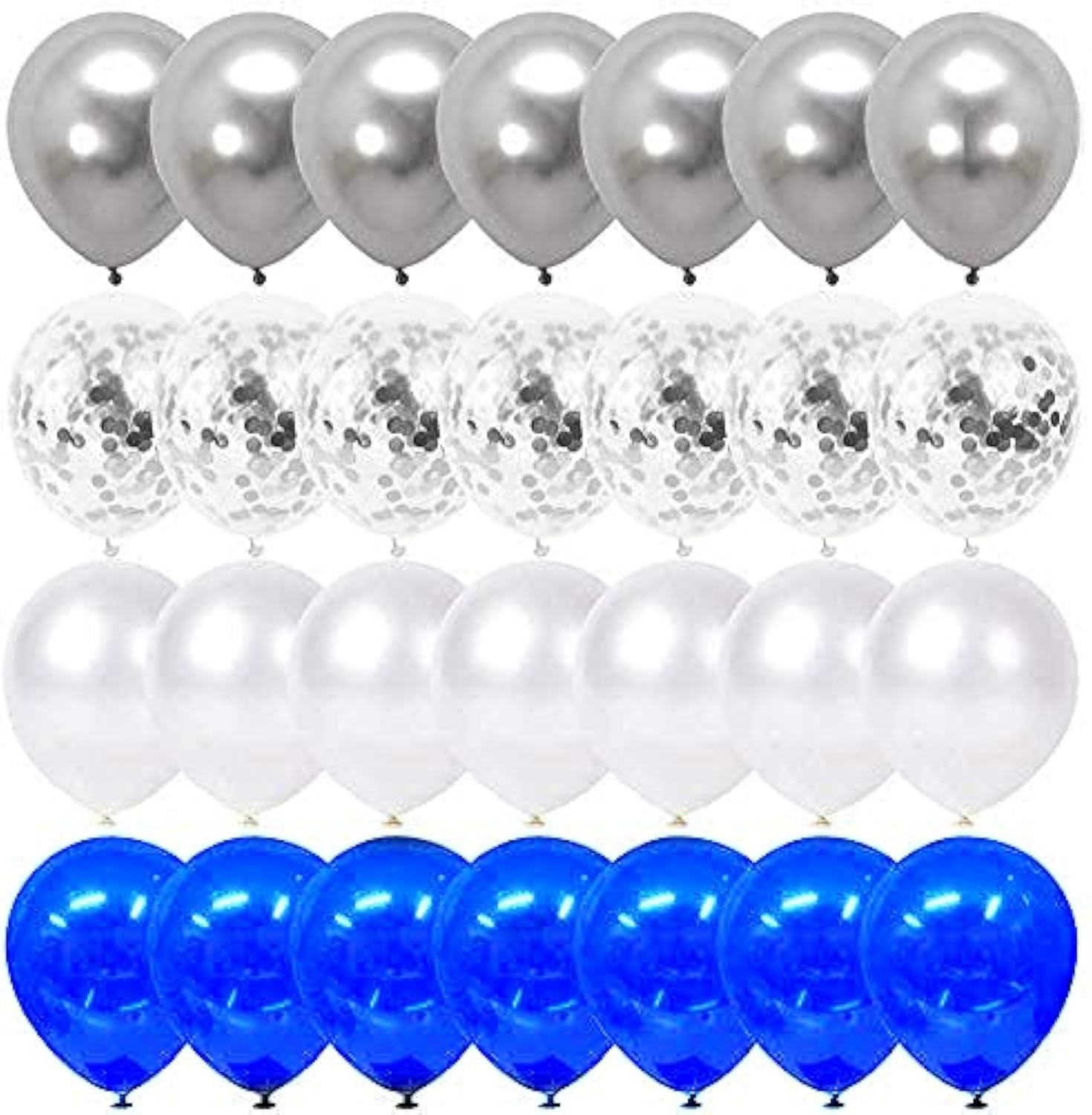 Rozi Decoration PreFilled Confetti Metallic Balloons SilverBlueWhite ...