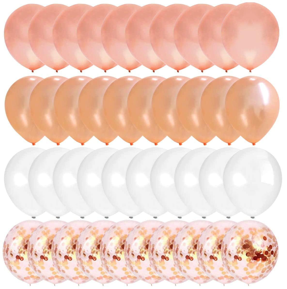 Rozi Decoration Rose Gold Confetti Balloon and White Rubber Balloon For Baby Shower Anniversary ...