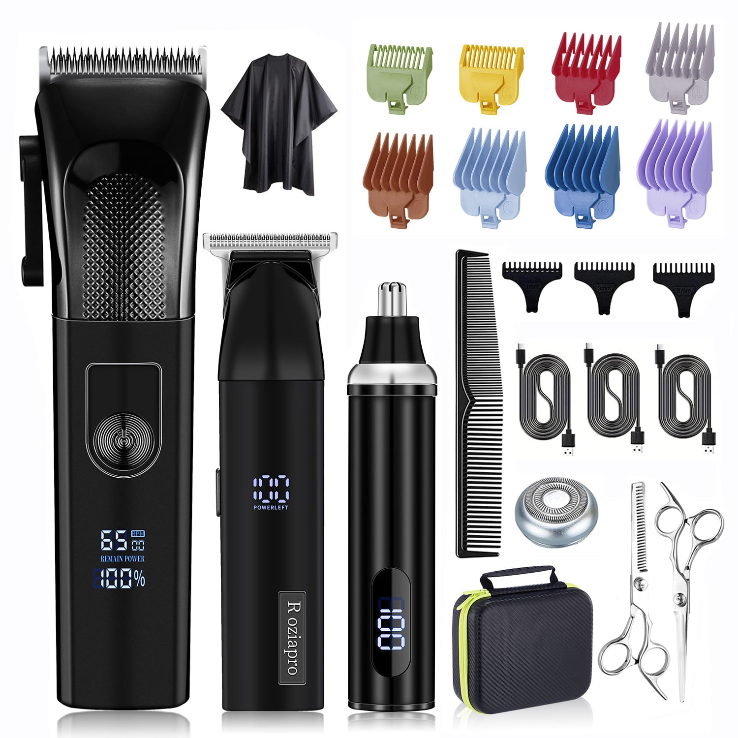 Free Shipping! Roziapro Rechargeable Cordless Hair Clippers Set with ...