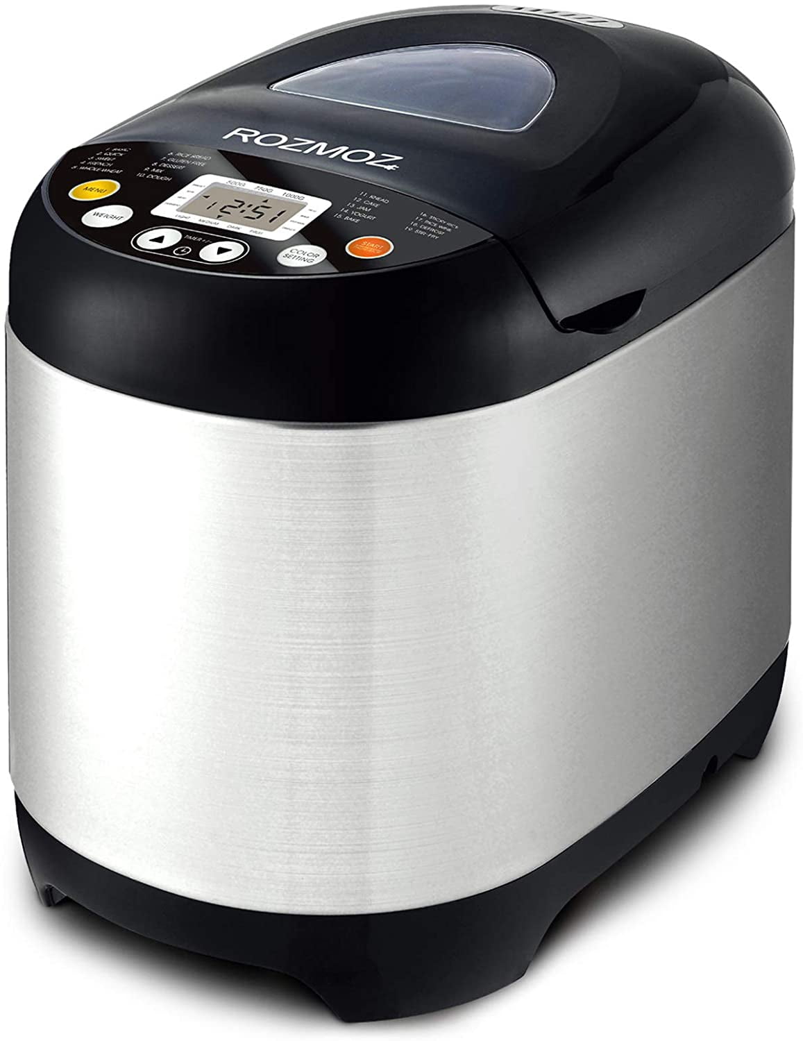 Rozmoz Stainless Steel Bread Machine 2 Lb Bread Maker Automatic Bread