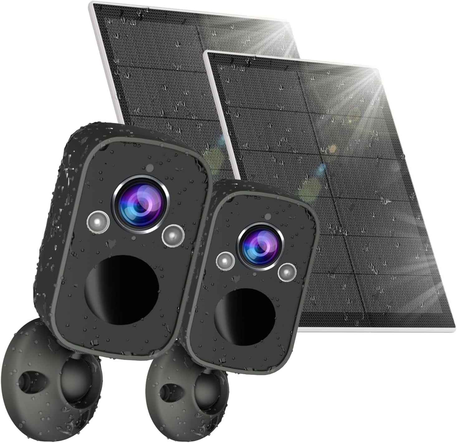 2 Pack Solar Security Cameras Wireless Outdoor, 2K Security Camera ...