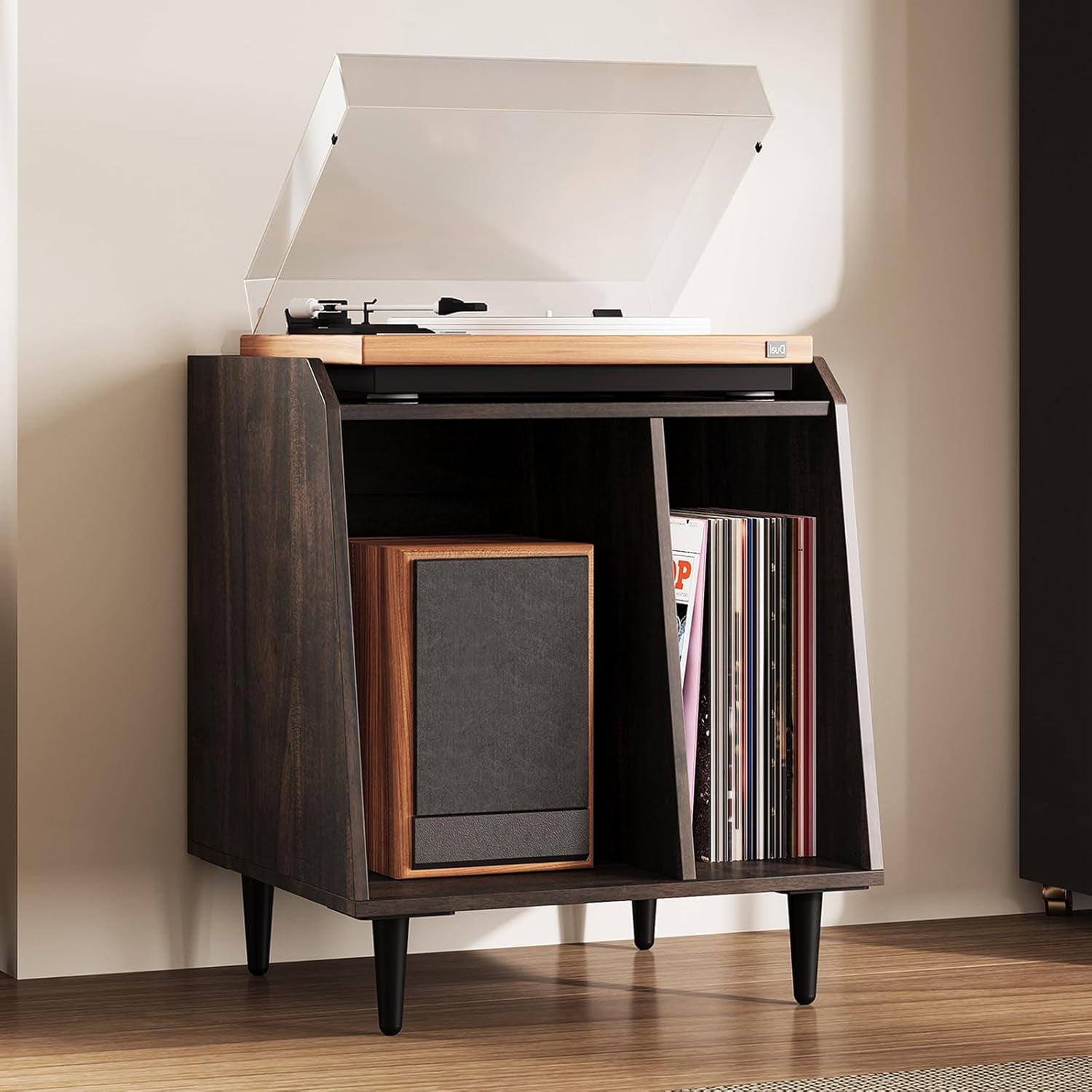 Rresyet 17.7" Record Player Stand,Small End Side Table with Adjustable ...