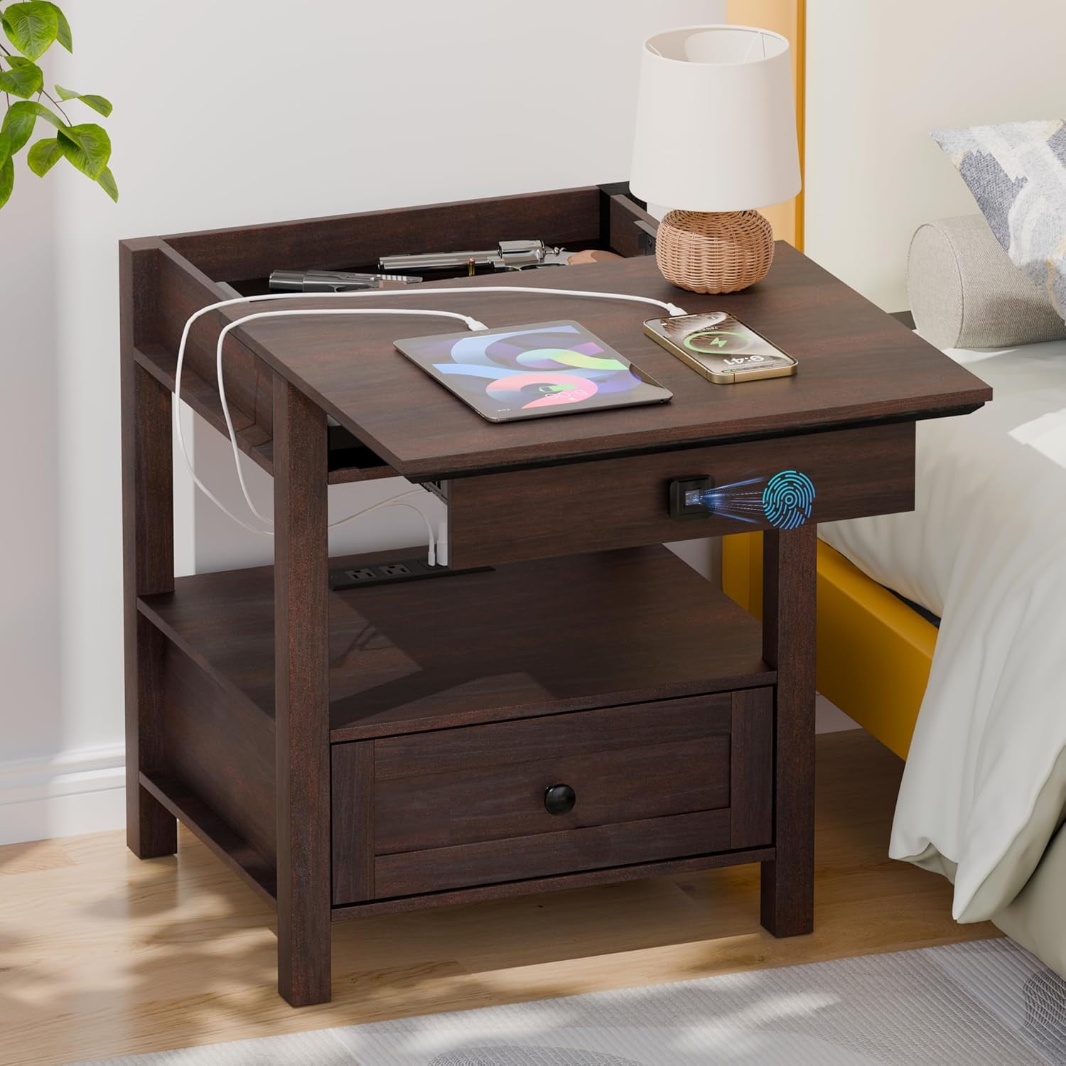 Rresyet Sliding End Table with Extendable Top, Side Table with ...