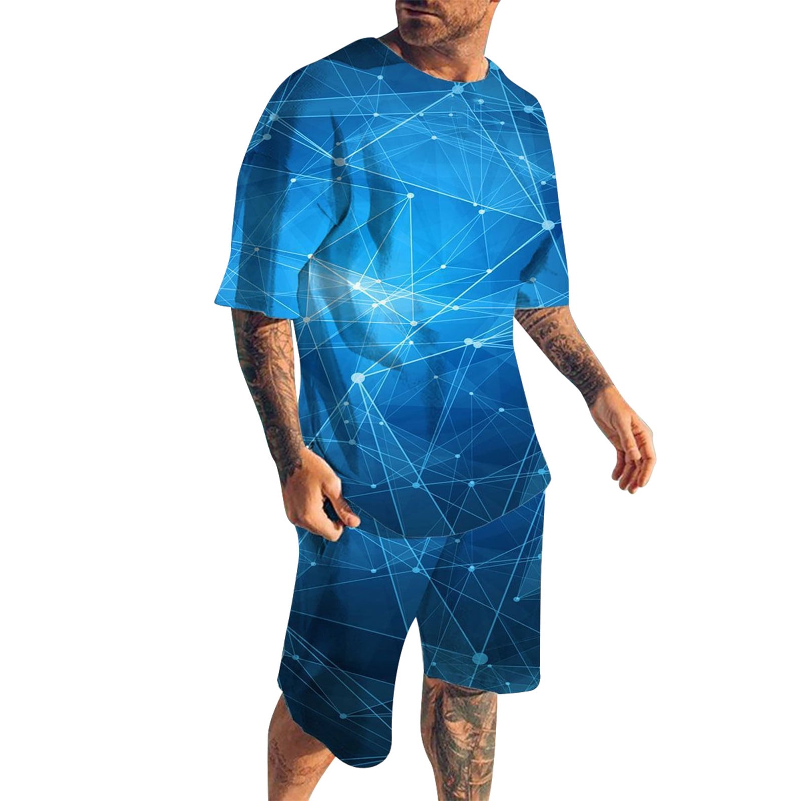 Rrunsv Mens Suit Set Men Short SetsCasual Summer Button Down Short ...