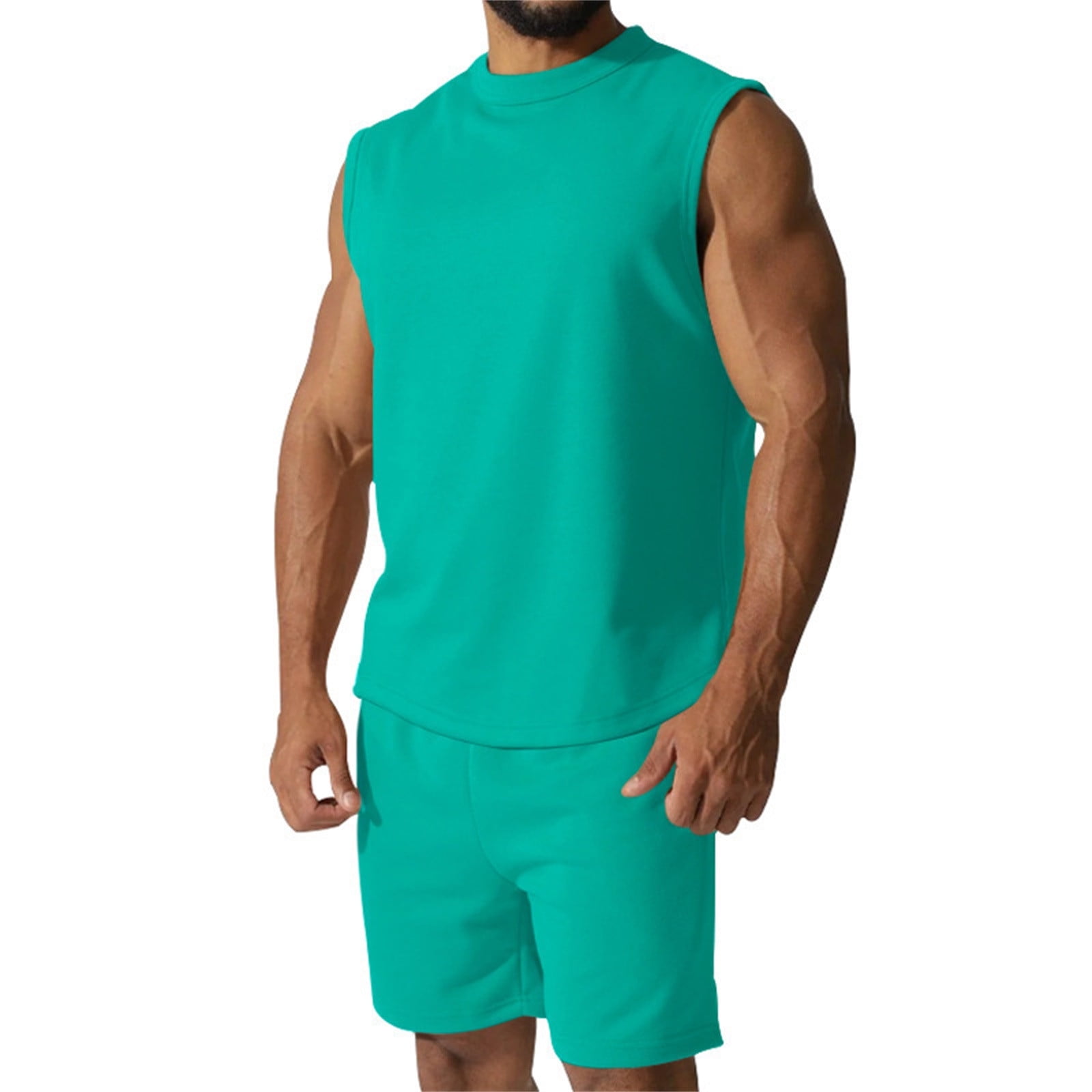 Rrunsv Mens Sweatsuits Mens Set Henley Shirt Short Sleeve And Shorts Summer Beach Yoga Matching
