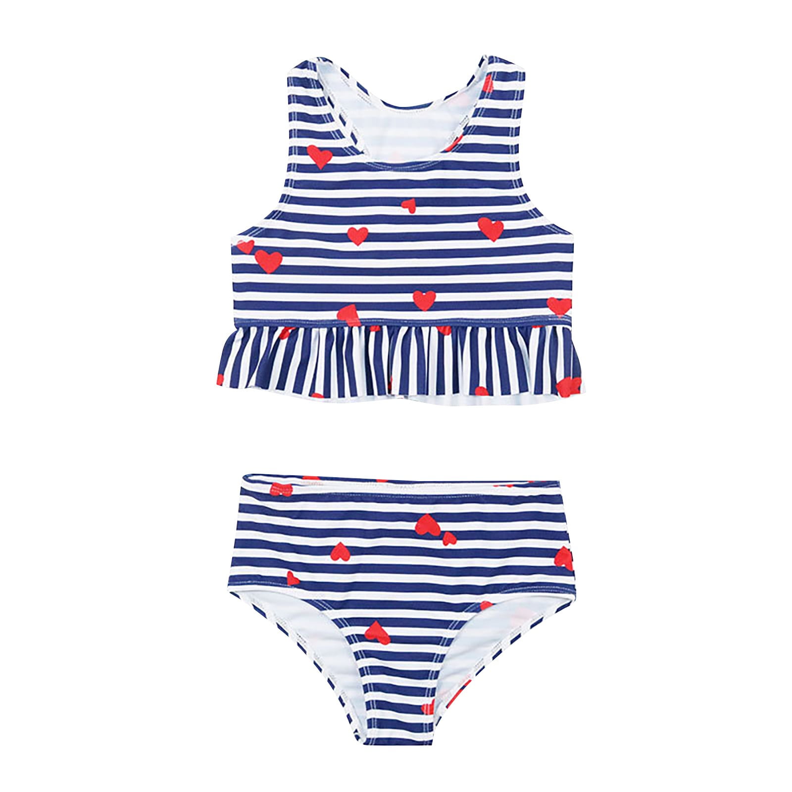 Rrunsv One Piece Girls Swimsuit 2 Piece Bathing Suits Spaghetti Strap Print Bikini Cute