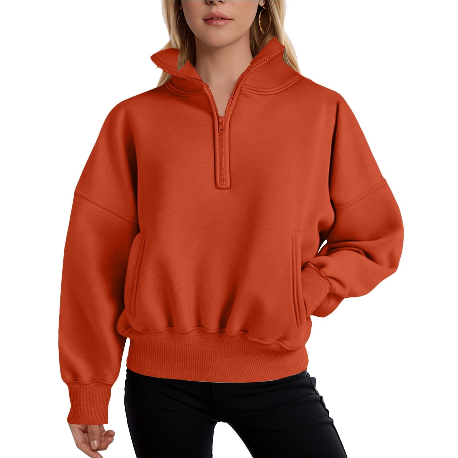Rrunsv Sweatshirts for Women Quarter Zip Pullover Sweater Comfy Loose ...