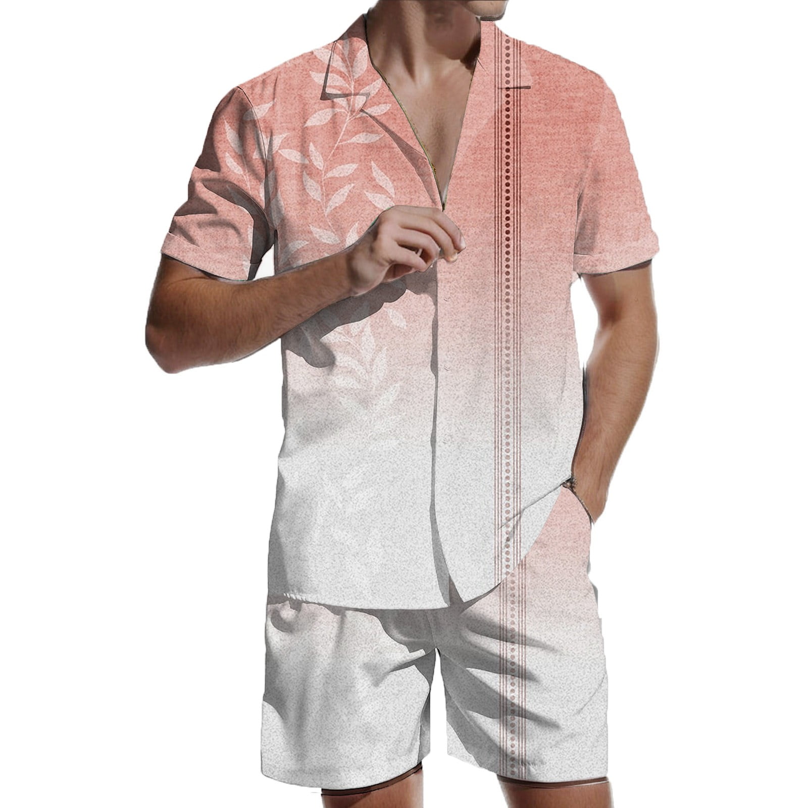 Rrunsv Tracksuit Men Men Linen Sets Outfits 2 Piece Short Sleeve Cuban ...