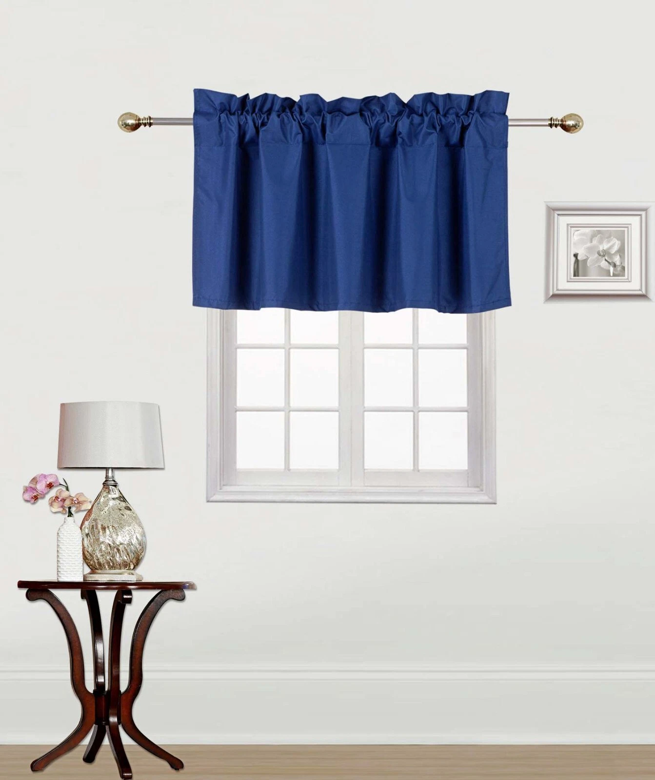 Gorgeous Home LINEN Navy Blue Blackout Window Valance 36x18 for Kitchen ...