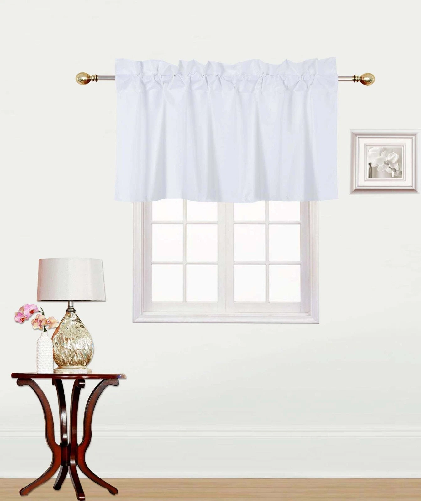 "Rs9 White Polyester Blackout Window Valance for Kitchen, Bathroom ...