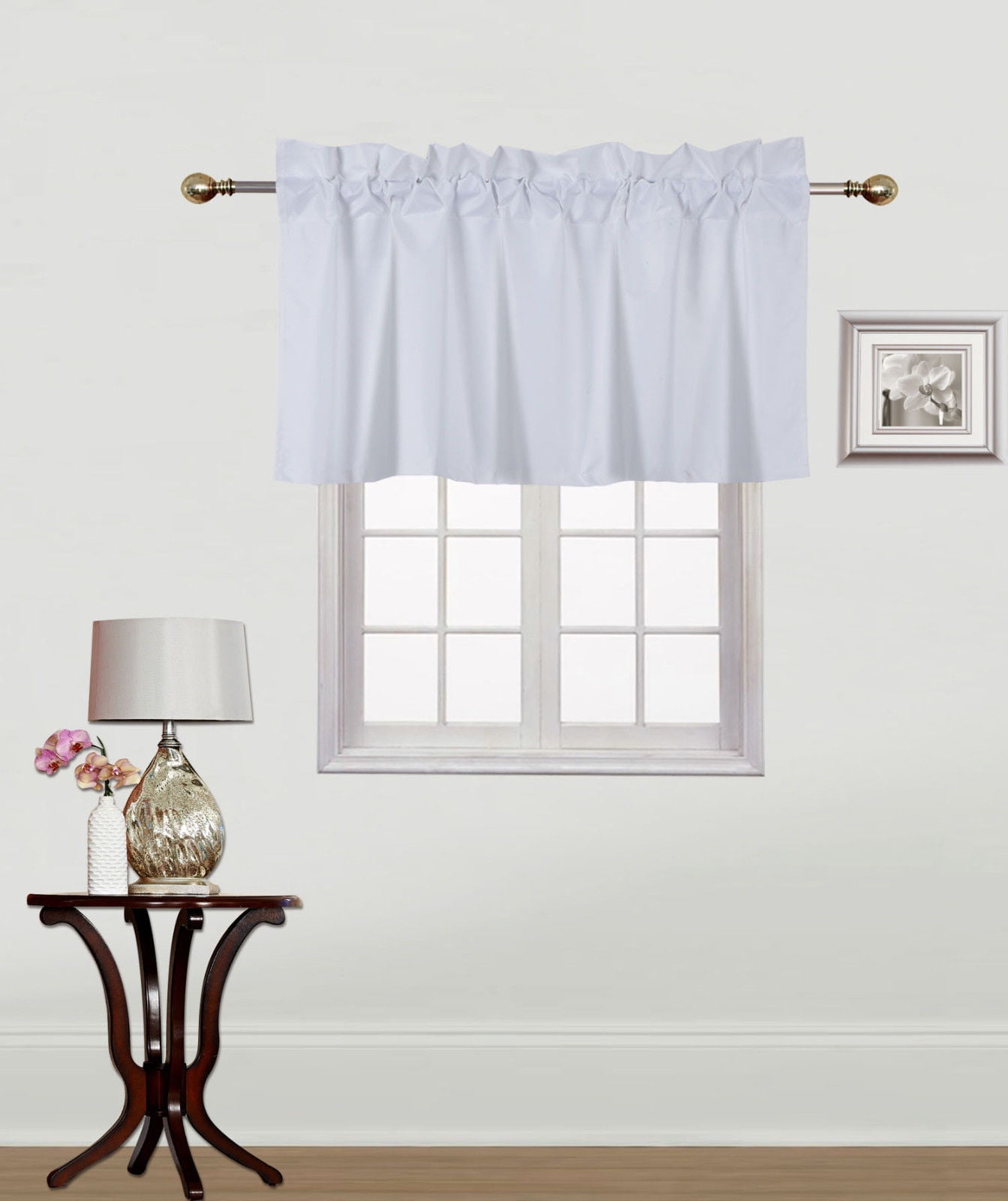"Rs9 White Polyester Blackout Window Valance for Kitchen, Bathroom ...