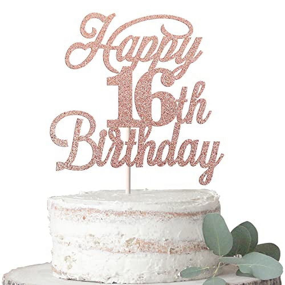 Rsstarxi 1 Pack Happy 16th Birthday Cake Topper Glitter 16 & Fabulous ...