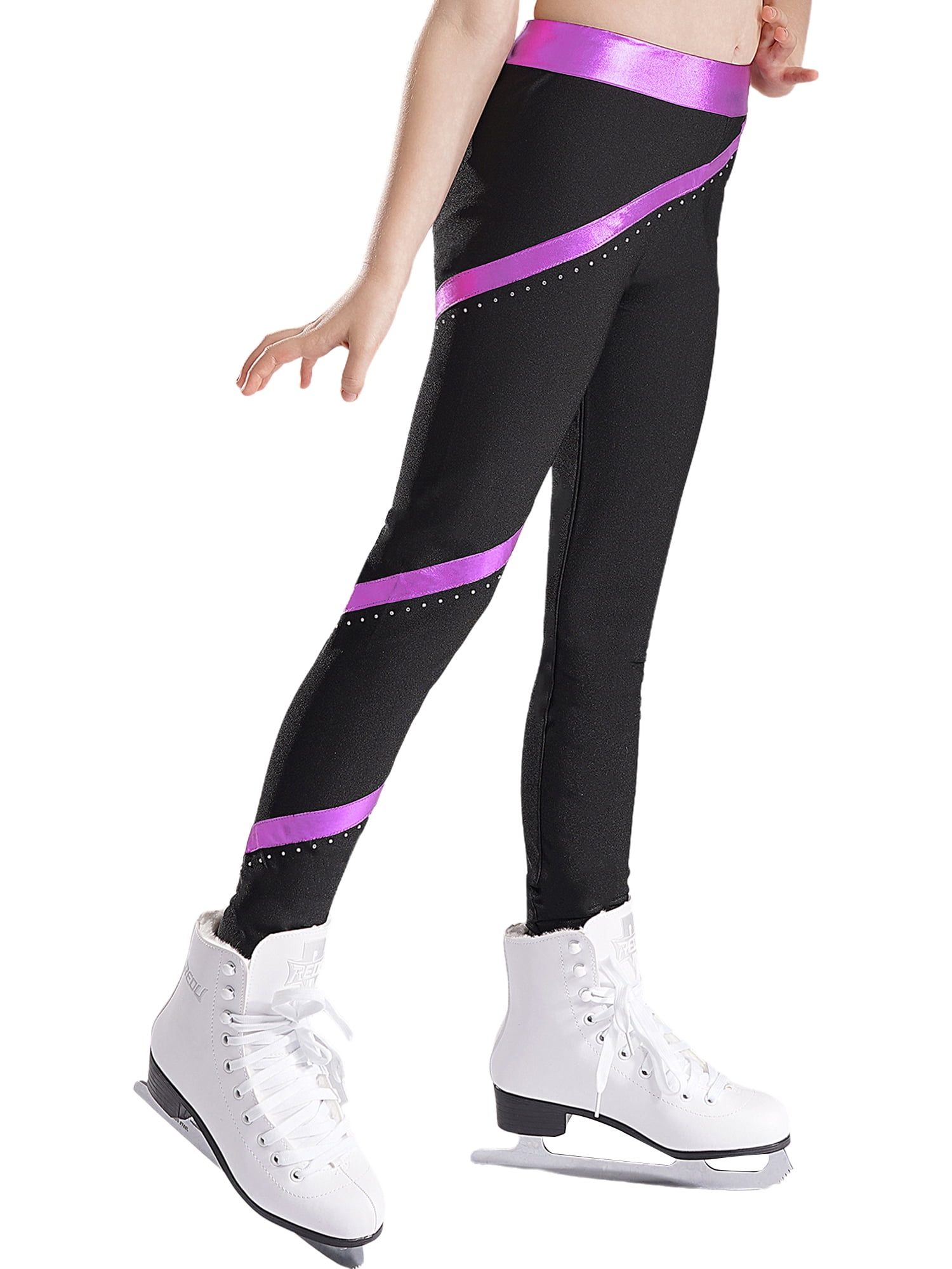 Rswnyirn Kids Girls Figure Skating Pants Rhinestones Ice Skating ...