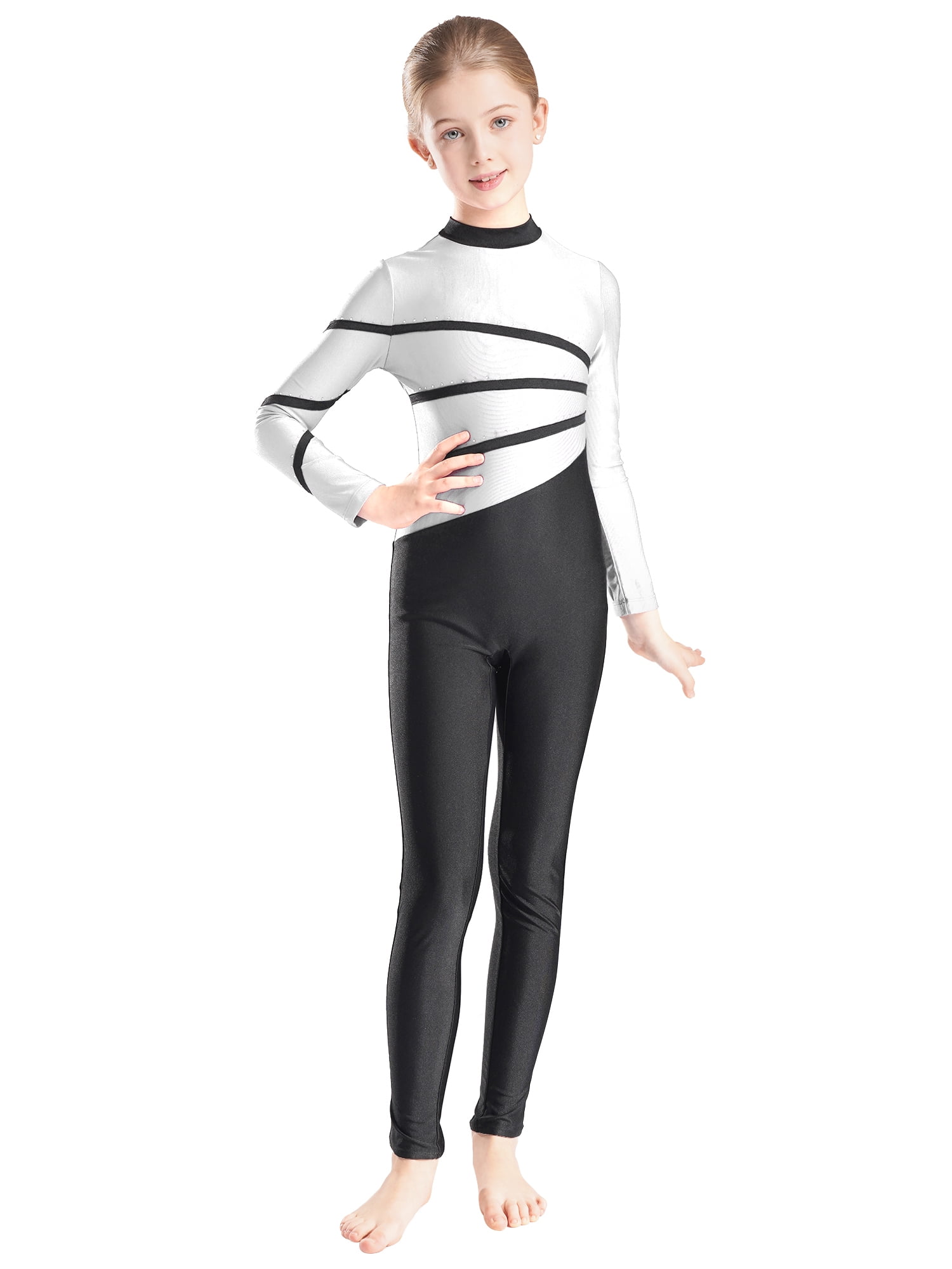 Rswnyirn Kids Girls Full Body Jumpsuit Gymnastic Ballet Yoga Dance ...