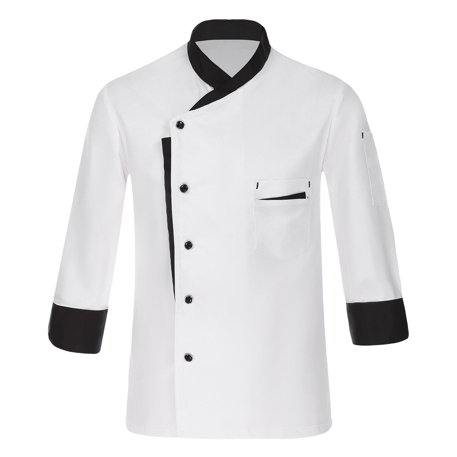 Rswnyirn Unisex Men's Chef Jackets Contrast Long Sleeve Classic Chef ...