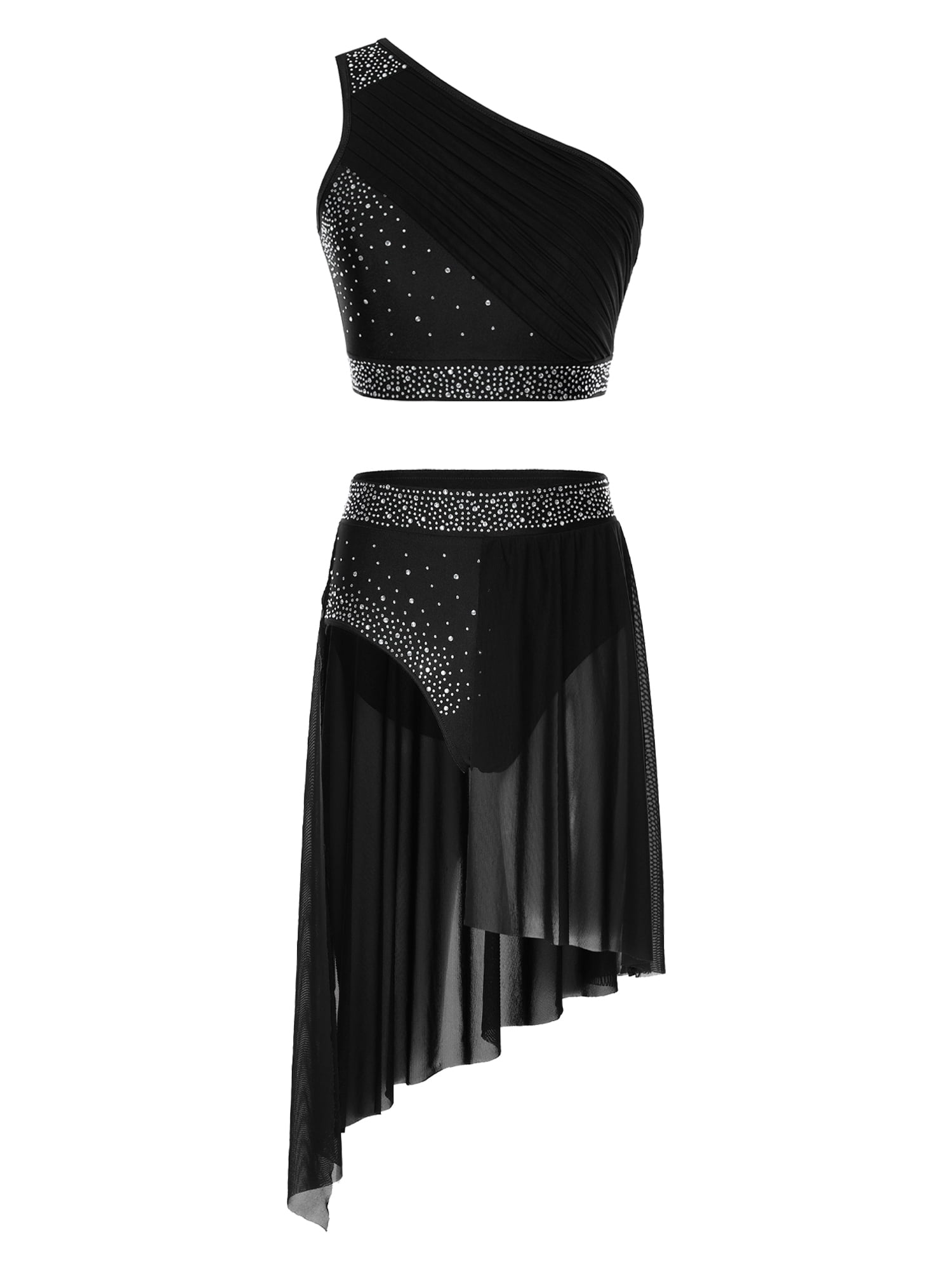 Rswnyirn Women Glitter Lyrical Dance Dress Off The Shoulder Modern ...