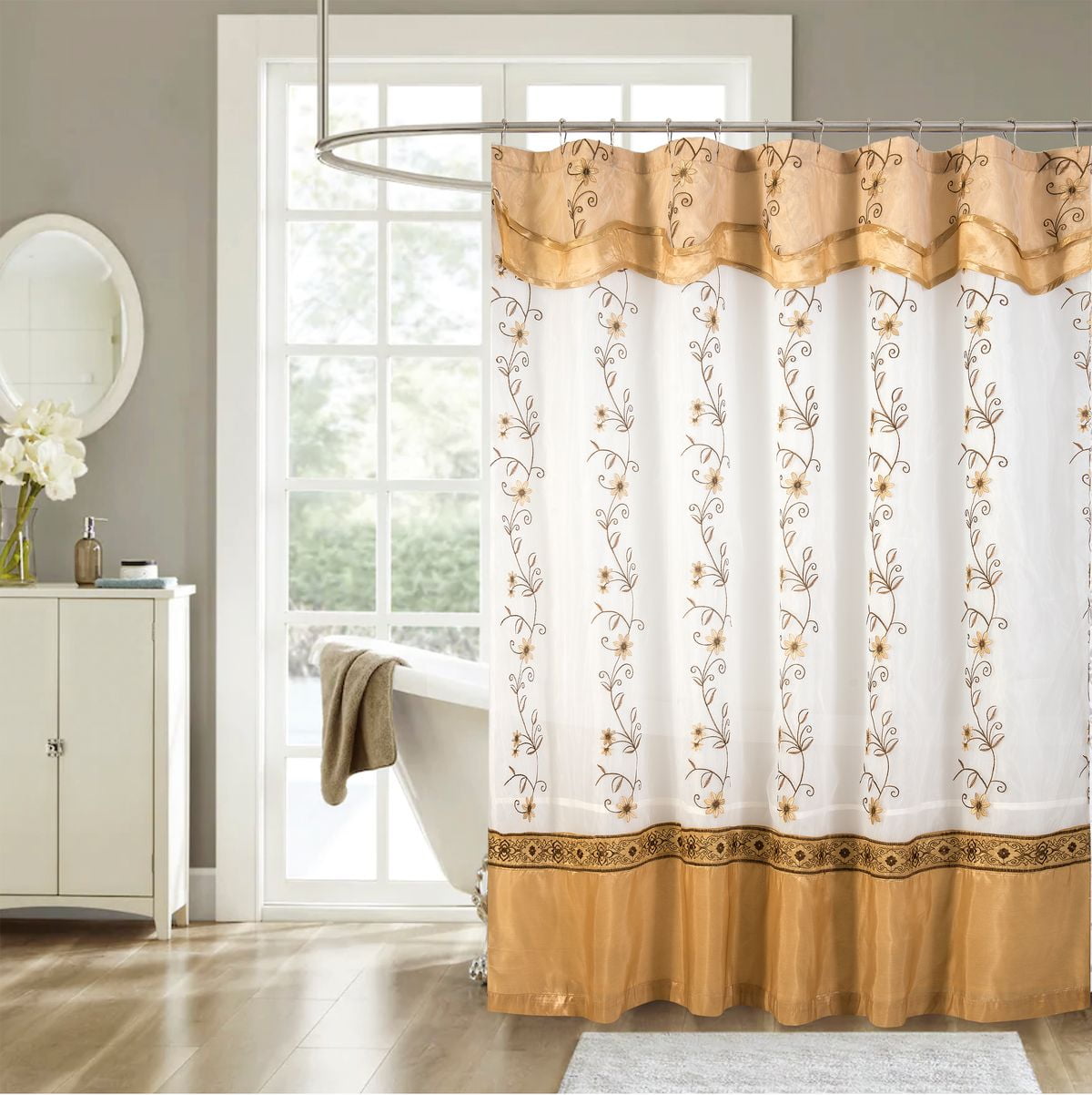 Rt Designers Collection Priscilla Embroidered Shower Curtain 70'' x 72 ...