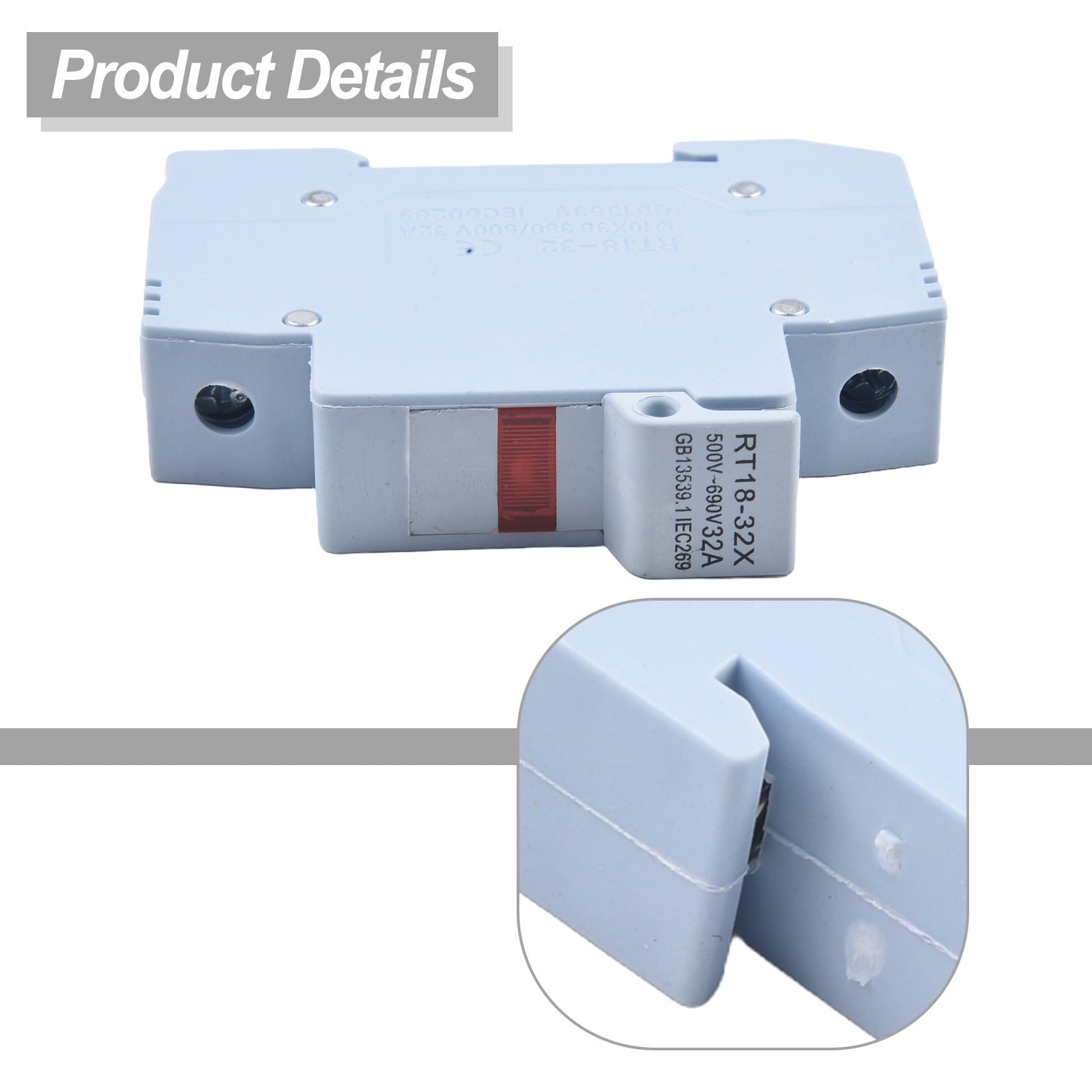 Rt18-32X 1P 32A 10X38Mm Din Rail Mount Fuse Holder Base with Led Light ...
