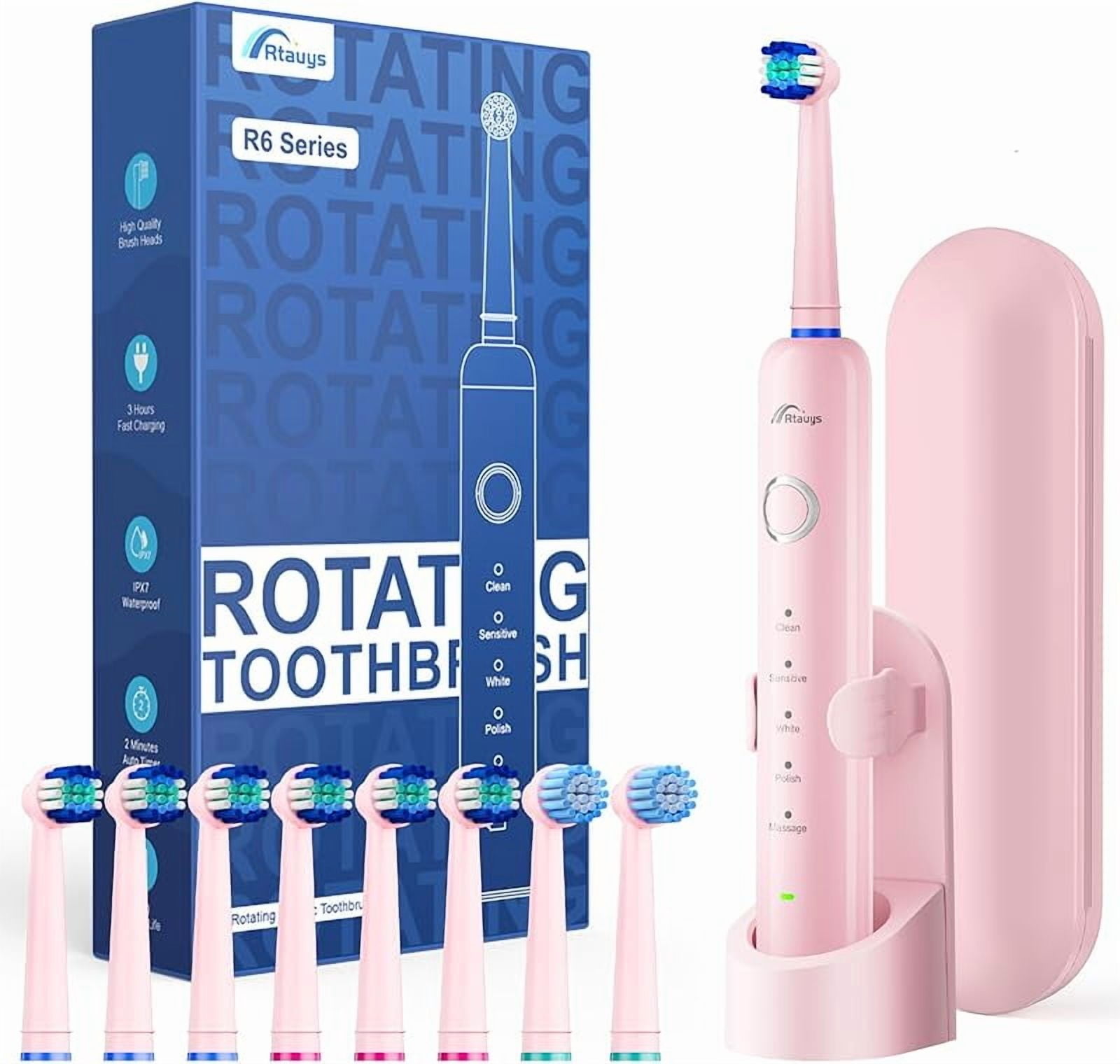 Rtauys R6 Rotating Electric Toothbrush for Adults, Fast Charge, Come ...