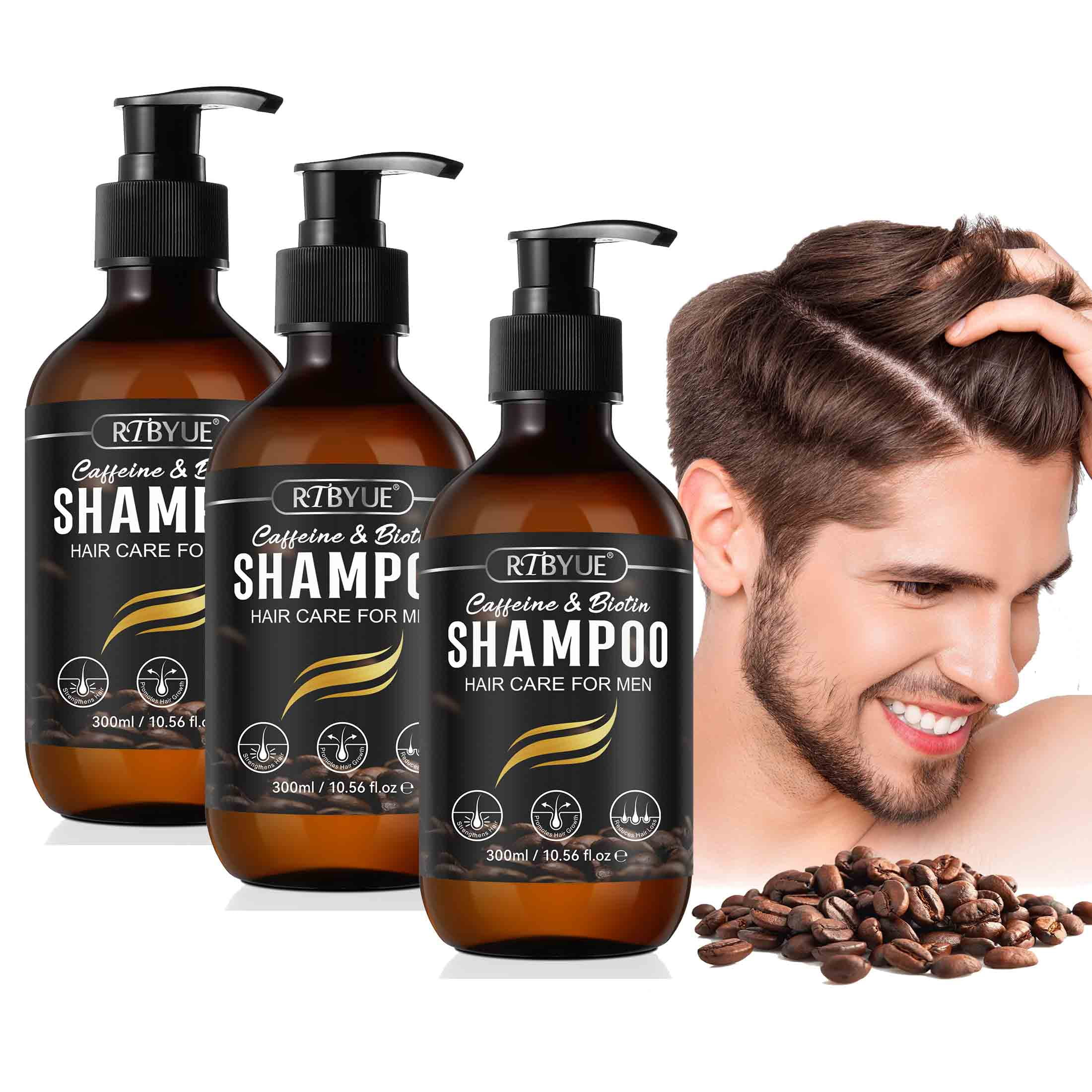 Rtbyue 3-Pack Caffeine Hair Care Shampoo for Men & Women,Strengthens ...
