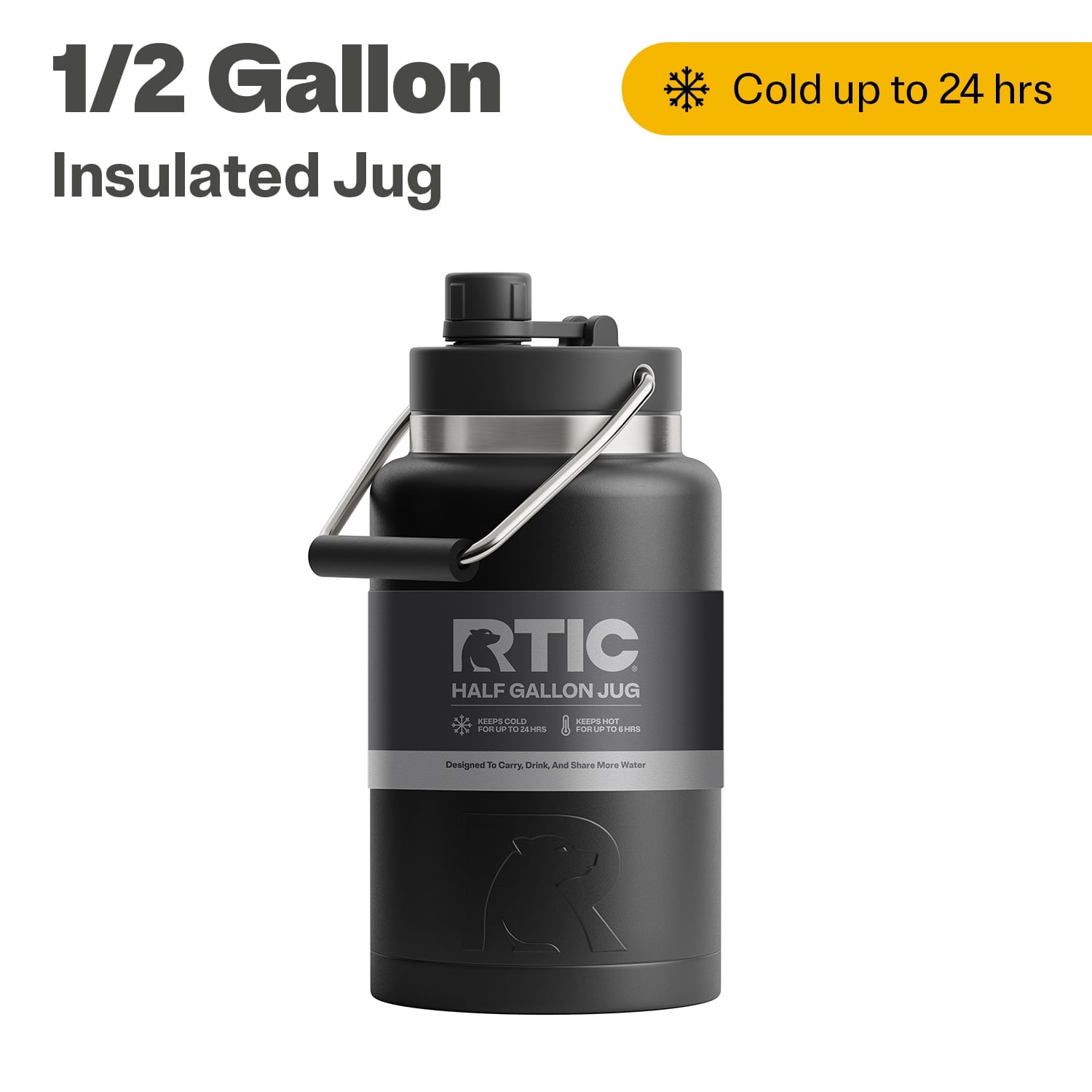 RTIC Cooler Water Jug, Half Gallon, Stainless Steel Insulated with ...