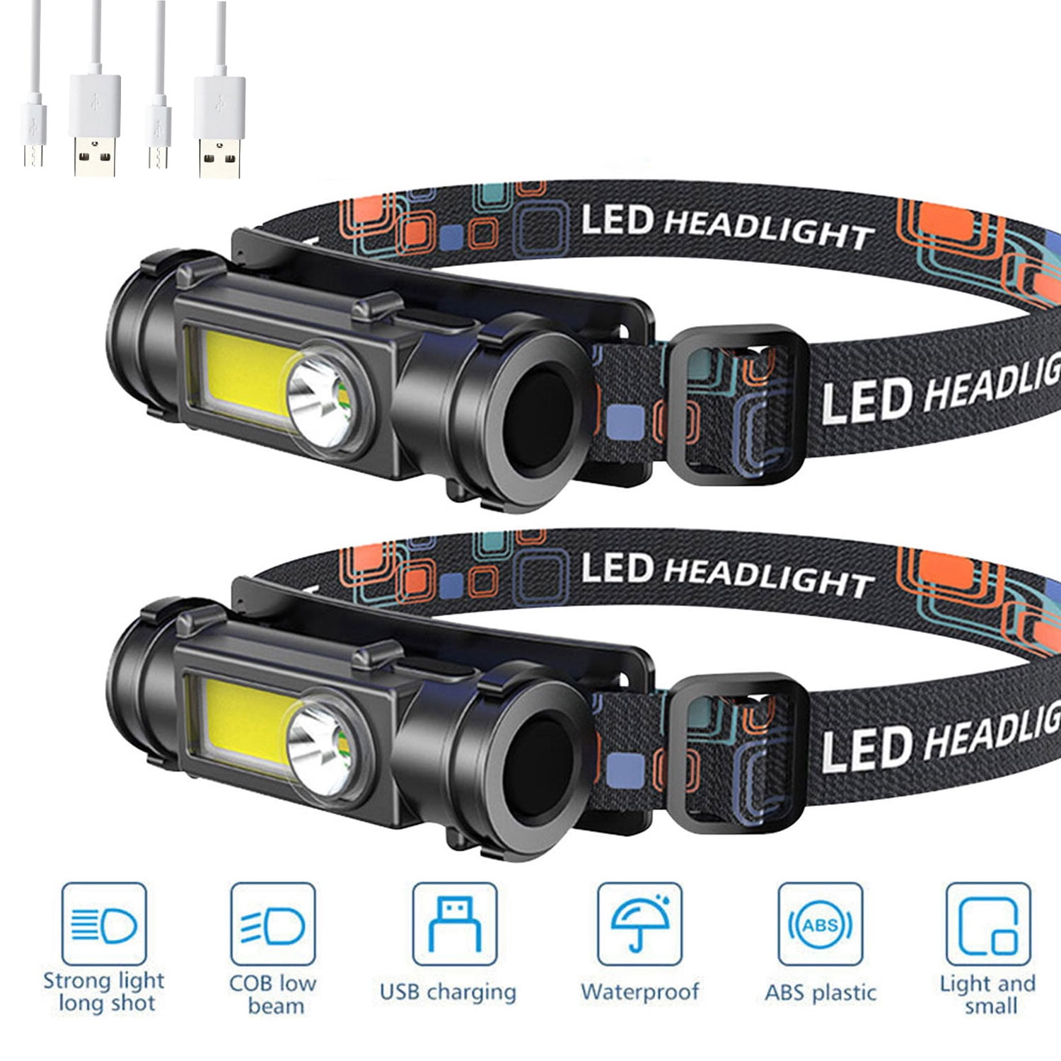 Rtmgob 2 PACK Head Lamp, Rechargeable Headlamp Flashlight, 1000 Lumen ...