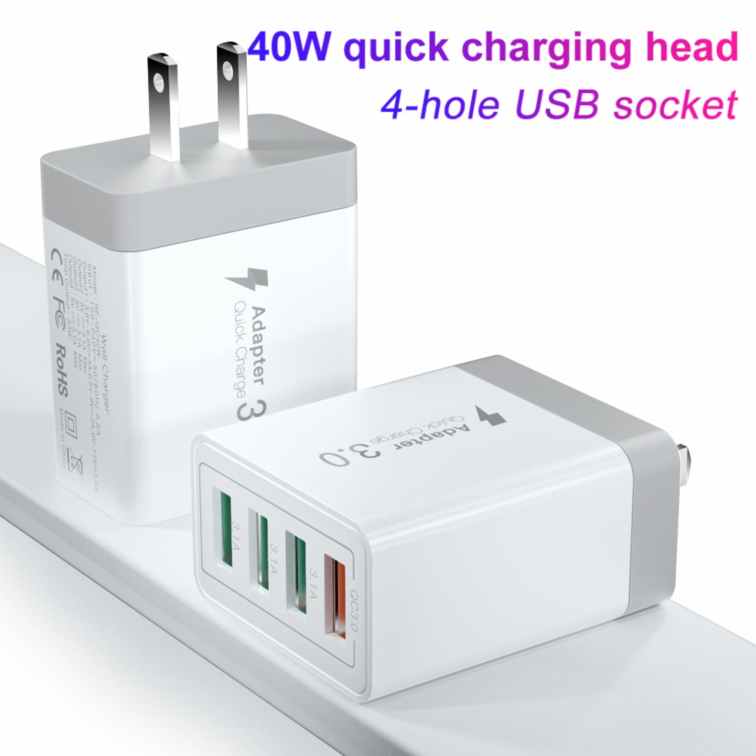 Rtmgob Phone Charger, 40W 3.0 Fast Charger, USB Wall Charger Adapter, 4 ...