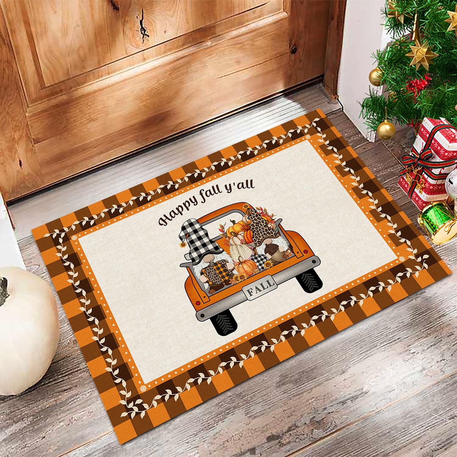 Rtmgob Thanksgiving Doormat, Fall Gnome Doormat Rubber Backing Indoor ...