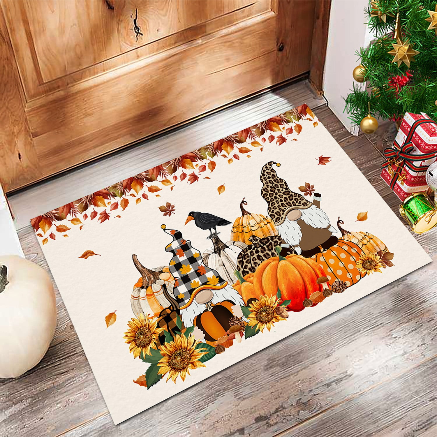 Rtmgob Thanksgiving Doormat, Fall Gnome Doormat Rubber Backing Indoor ...