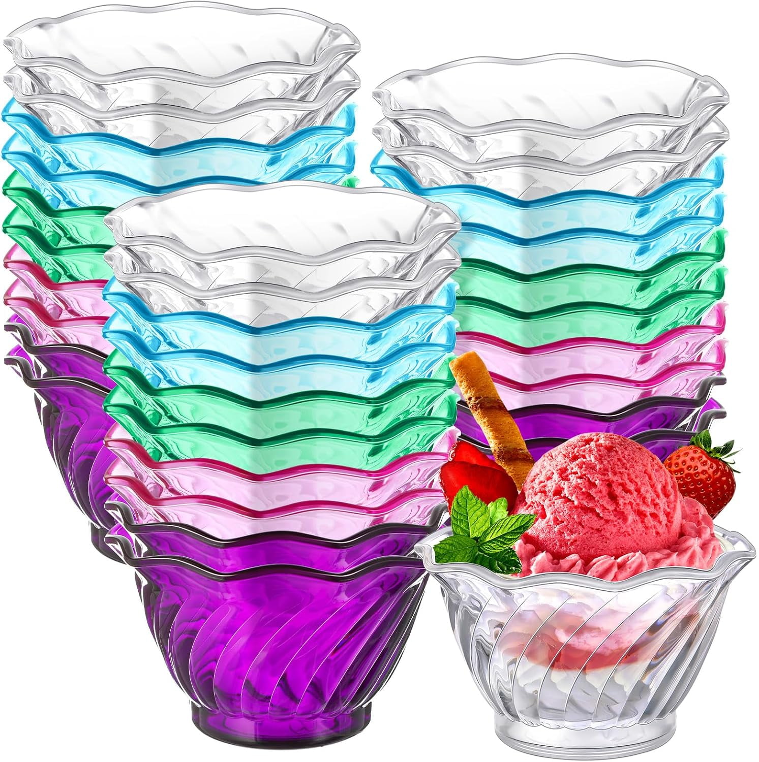 Rtteri 30 Pack Plastic Dessert Cups 6 oz Clear Ice Cream Sundae Tasting ...