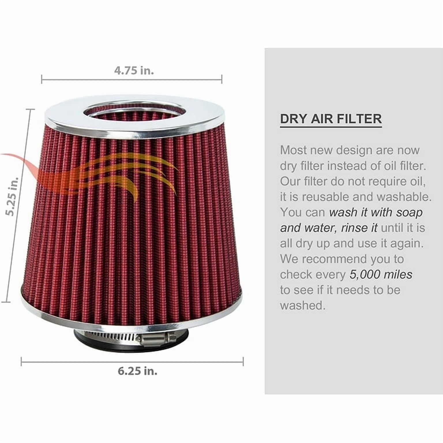 Rtunes Racing RED 2.5"-4.0" Inlet Universal Cold Air Intake Cone ...