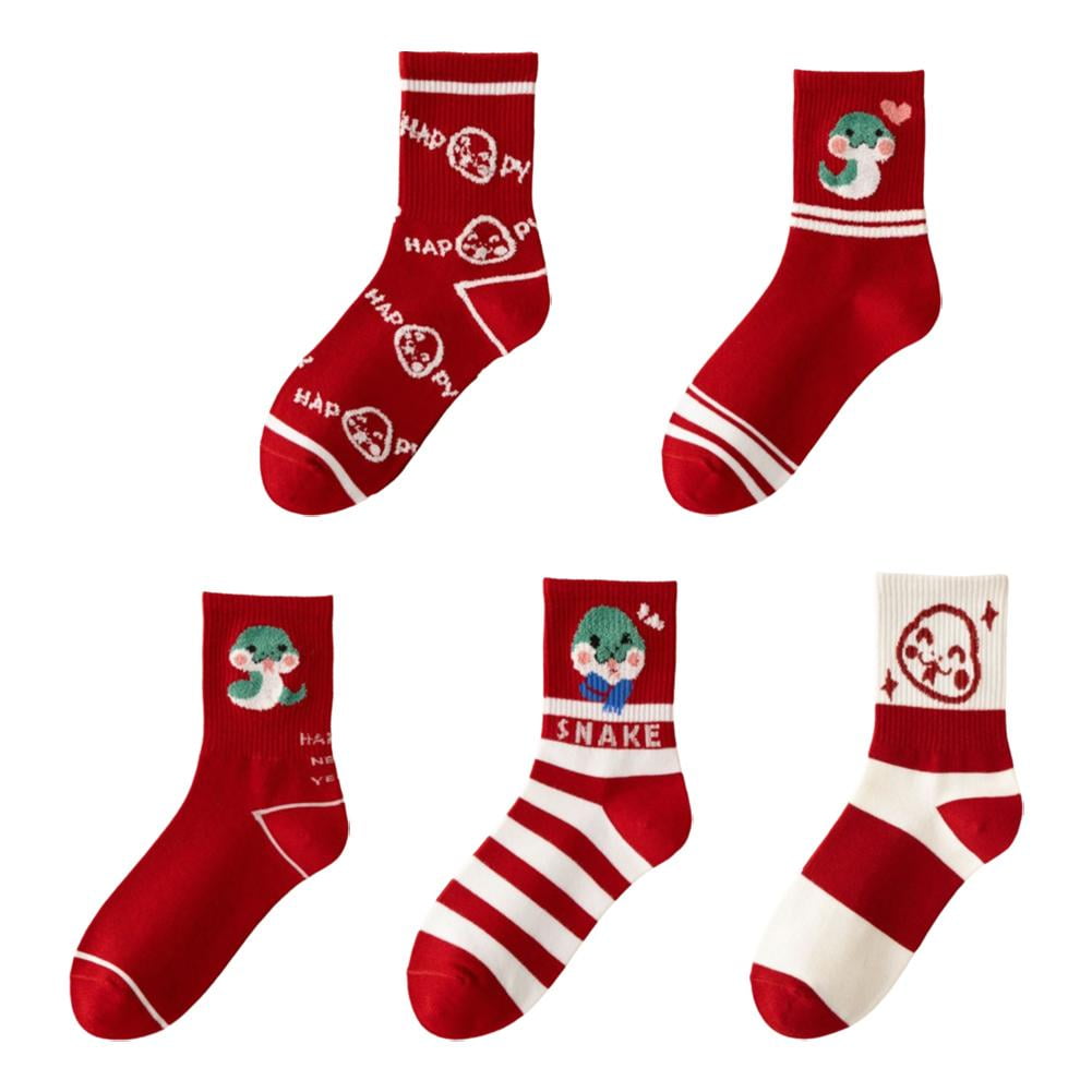 Rtyweth 5pair Red Sos NEW 2025 Women Sos Great Lu New Year's Sos Cute ...