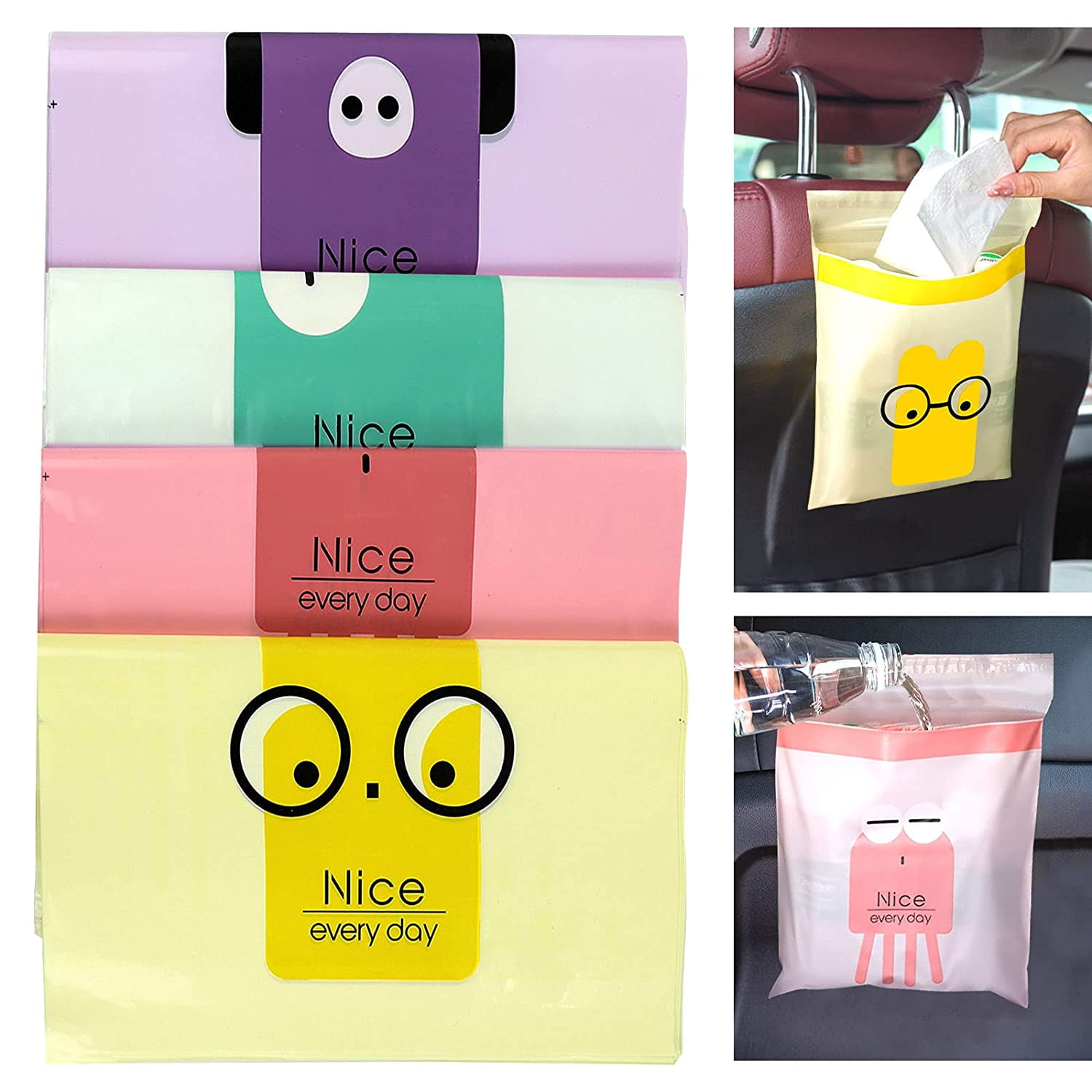 RuGuo 60Pcs Purple Trash Bag, Vomit Bags, Puke Bags, Trash Bags for ...