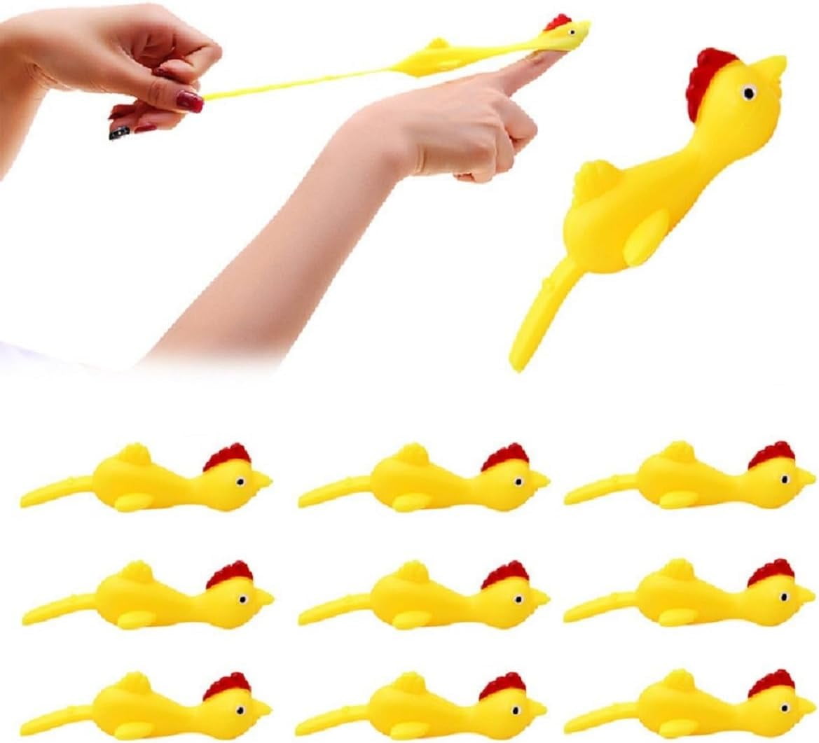 RuWeoMaa 10 PCS Slingshot Chicken Rubber Chicken Flick Chicken Flying ...