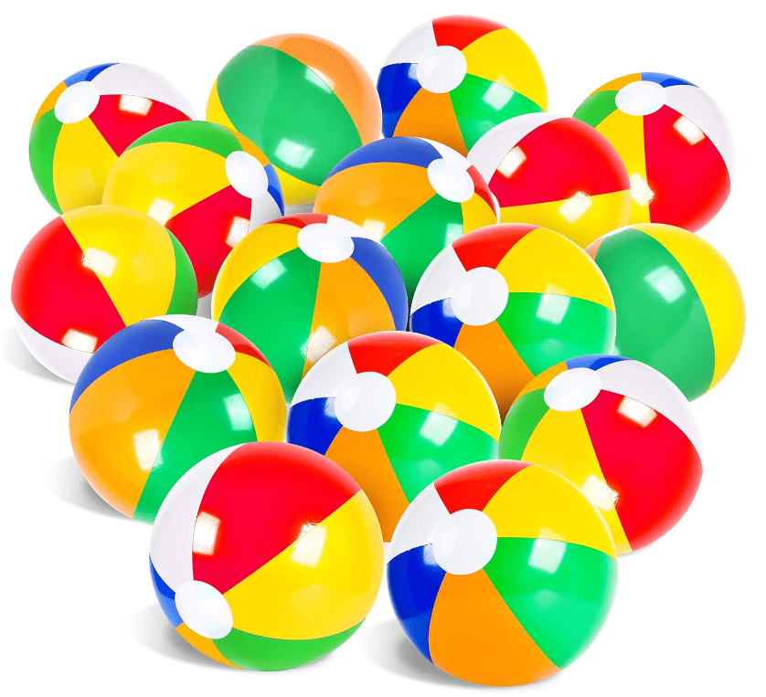 RuWeoMaa 16" Beach Balls Bulk - Inflatable Swimming Pool Toys for Kids ...
