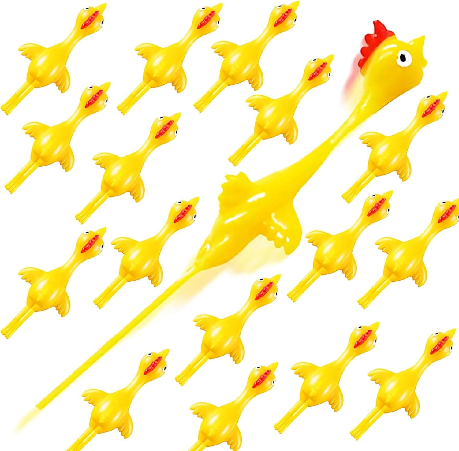 RuWeoMaa 20Pcs Rubber Chicken Slingshot Finger Chicken Flying Chicken ...